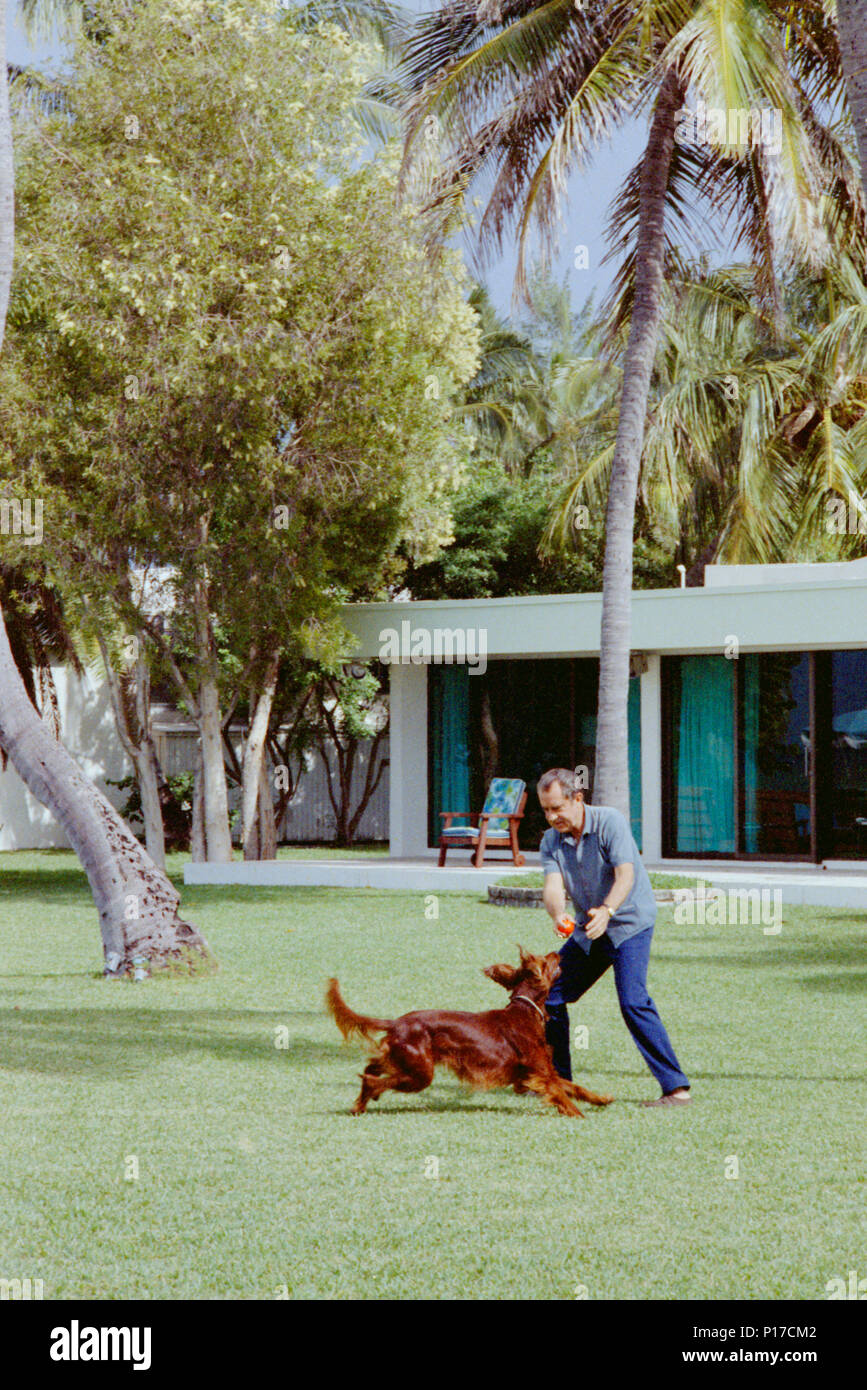 November 8, 1971: President Nixon playing with his Irish Setter, King ...