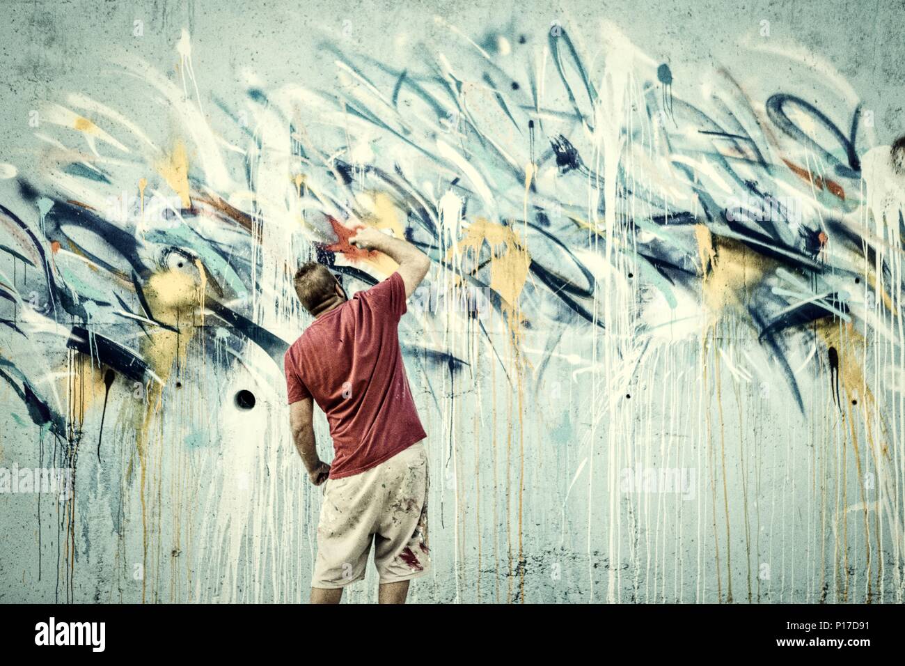 street art graffiti with spray can Stock Photo - Alamy