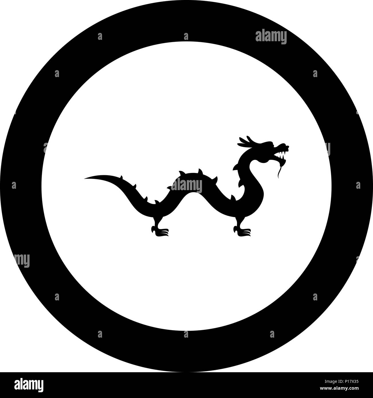 Chinese dragon icon black color in circle round vector I Stock Vector ...