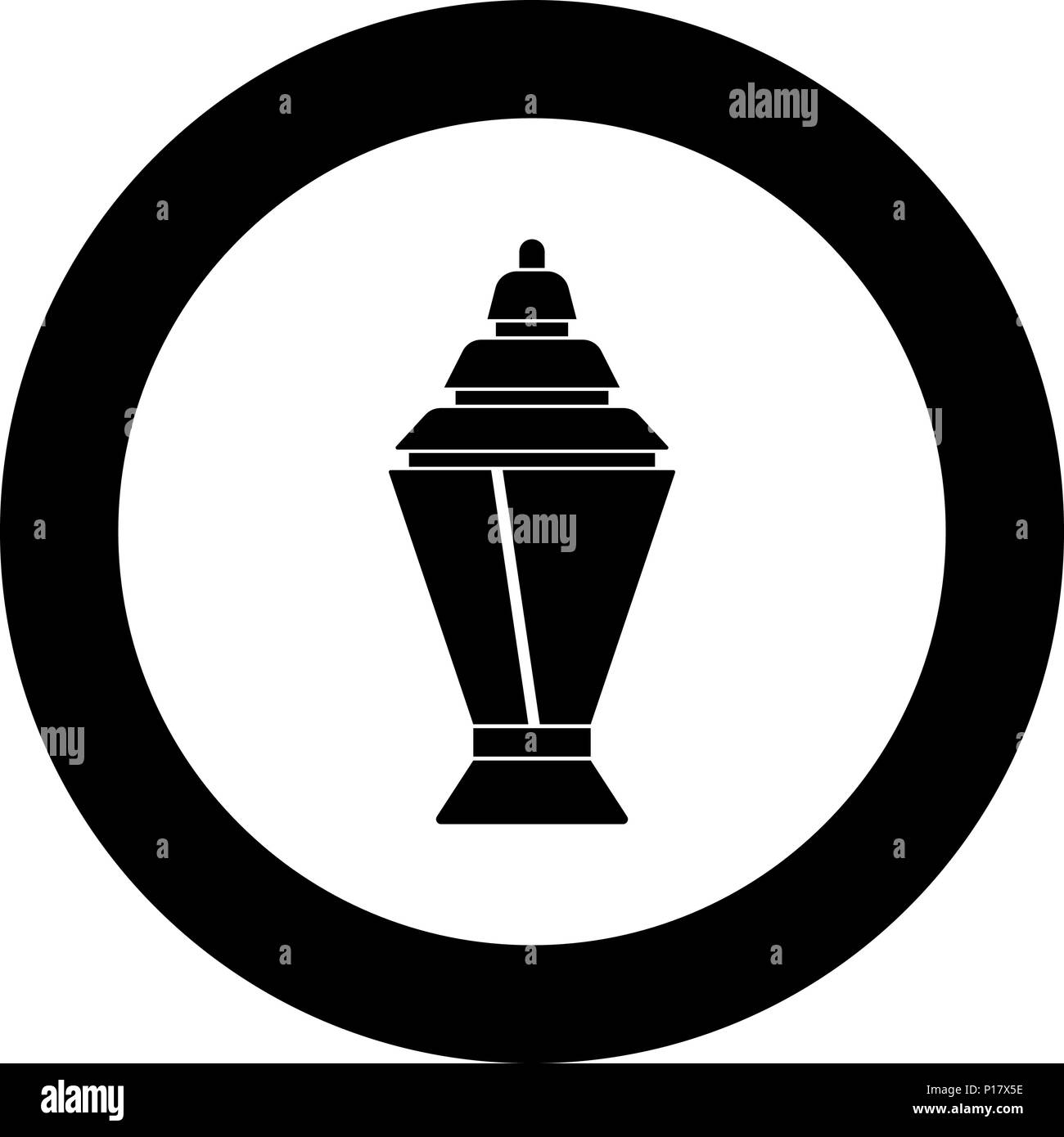 Ramadan kareem lantern or fanous icon black color in circle round ...