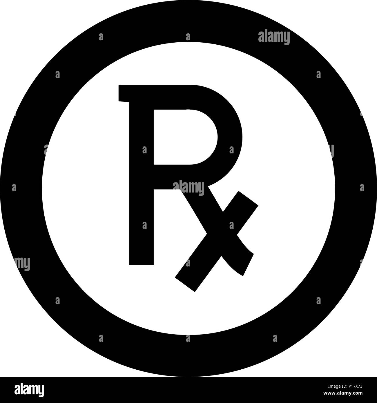 Rx symbol prescription icon black color in circle round vector I Stock ...
