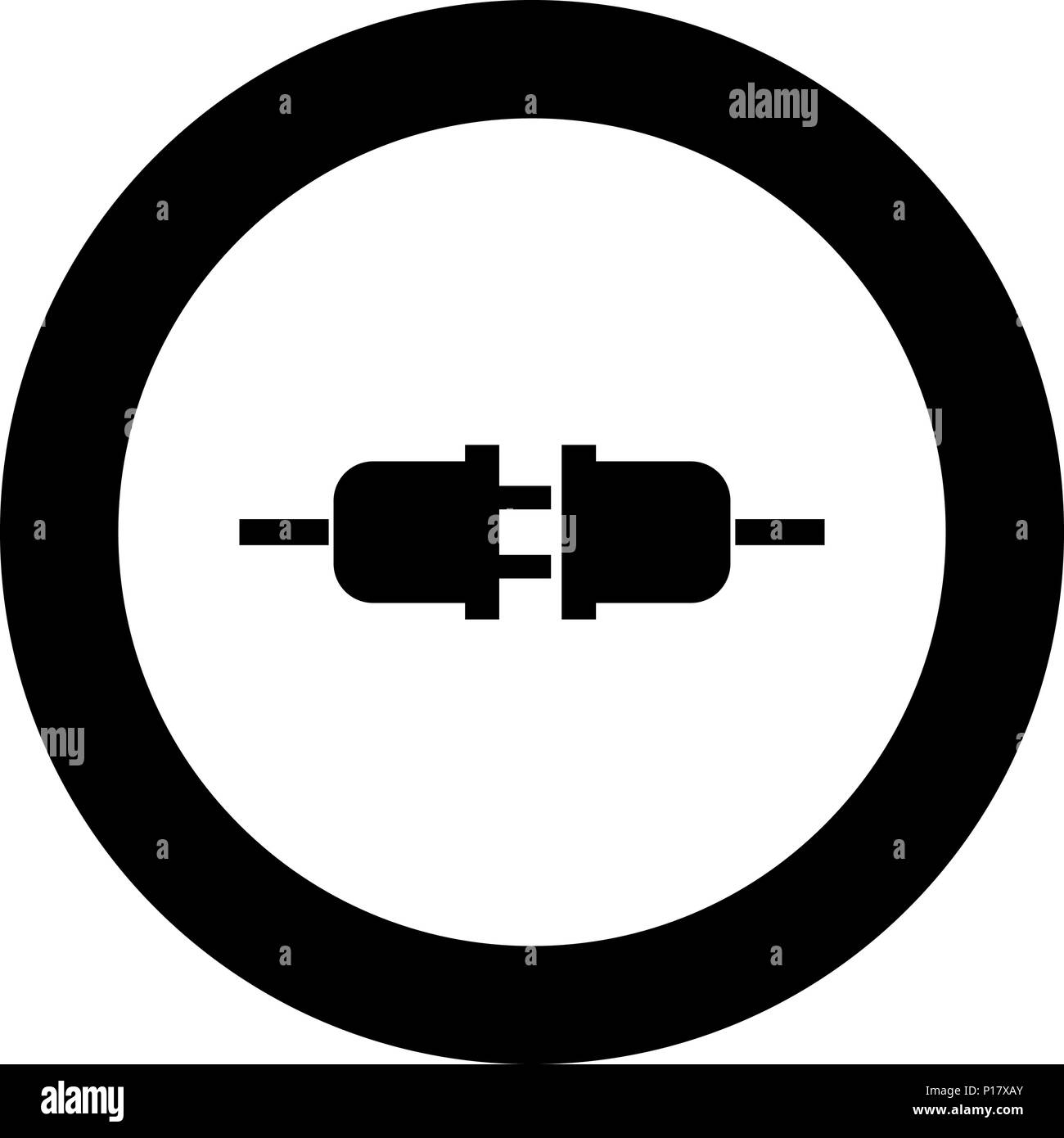 Socket and plug icon black color in circle round vector I Stock Vector ...