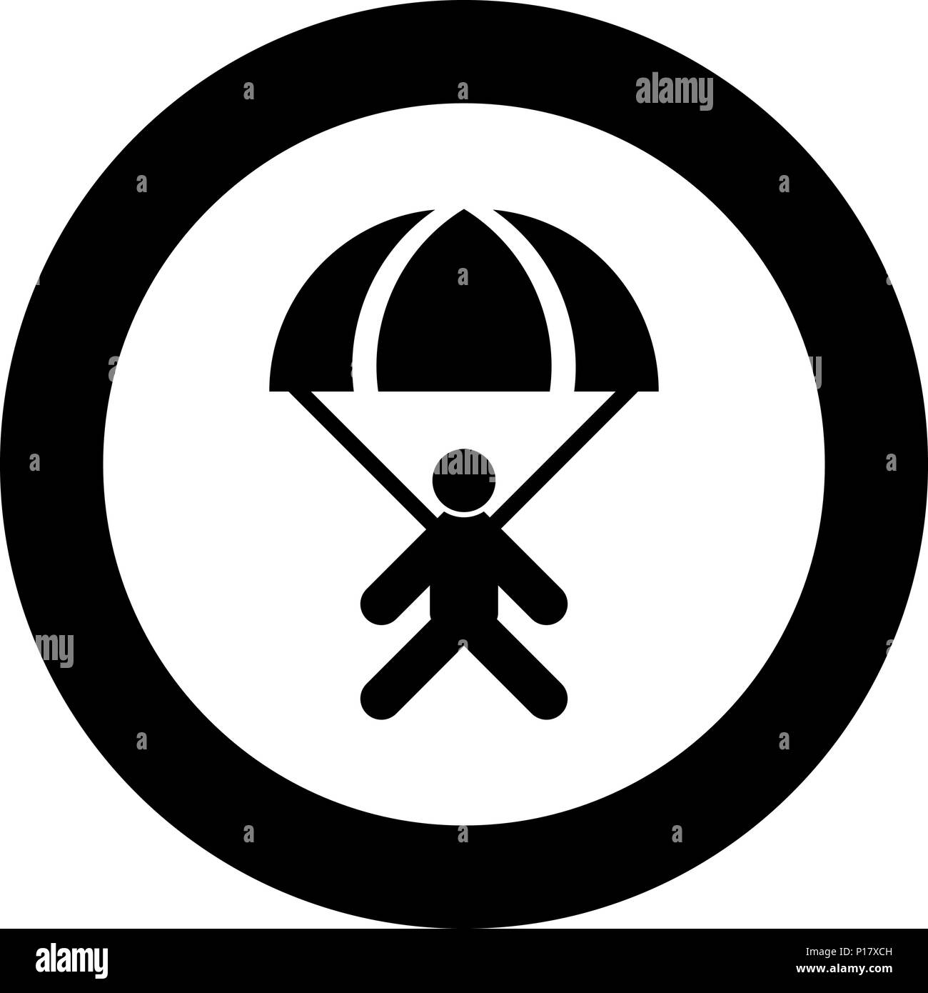 Parachute jumper icon black color in circle round vector I Stock Vector ...