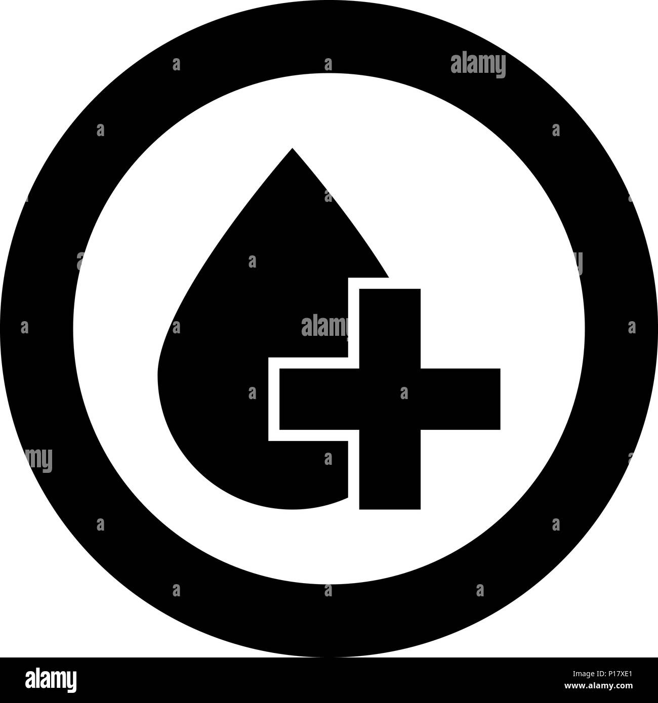 Drop and cross icon black color in circle round vector I Stock Vector ...