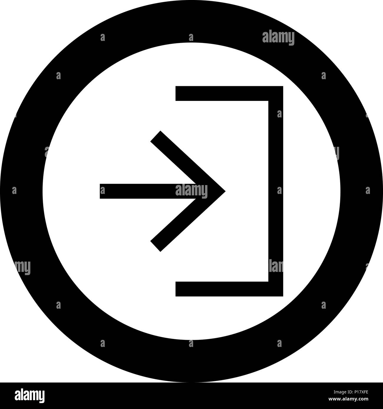 Entry input enter door icon black color in circle round vector I Stock ...