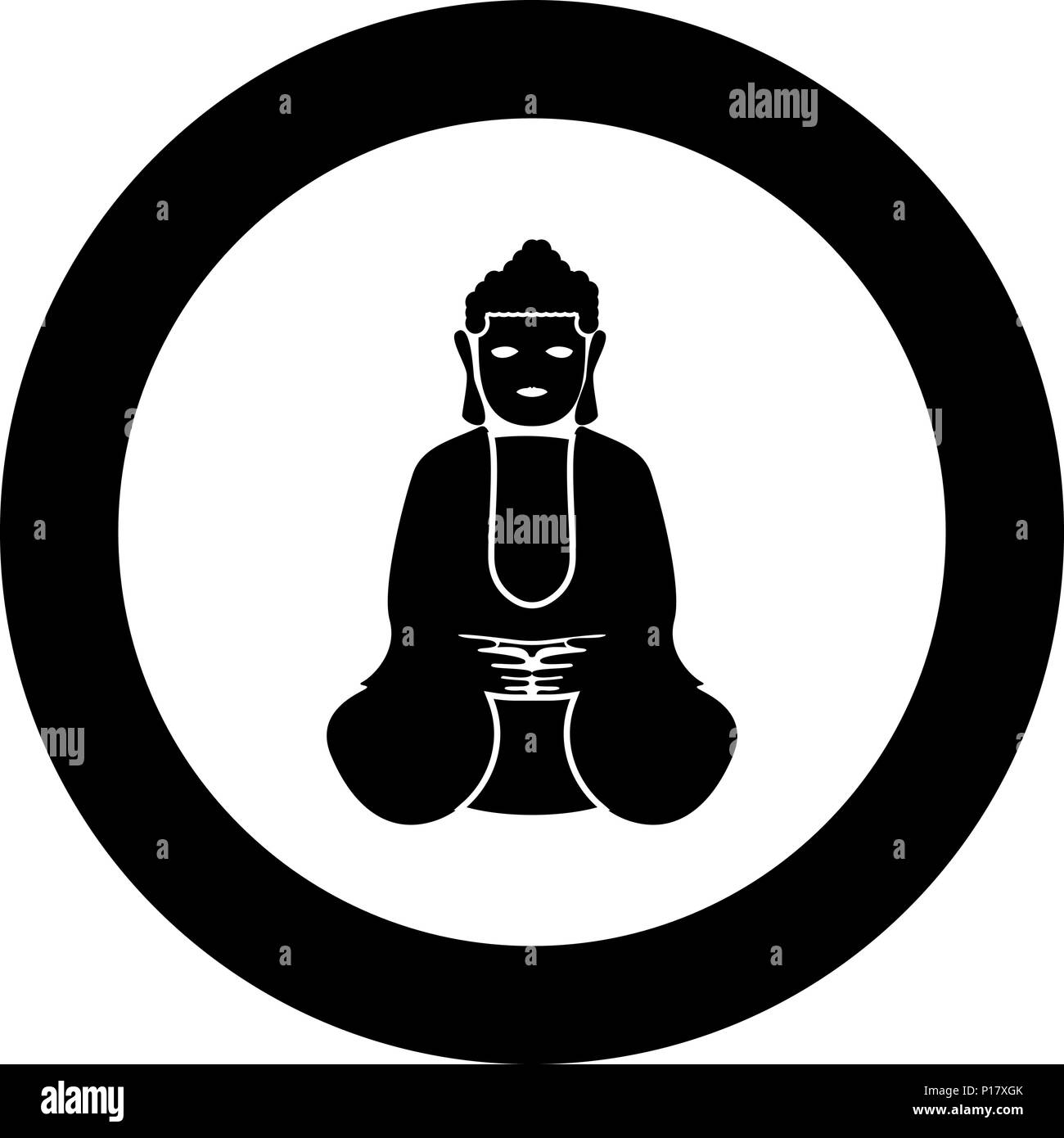 Buddha icon black color in circle round vector I Stock Vector Image ...