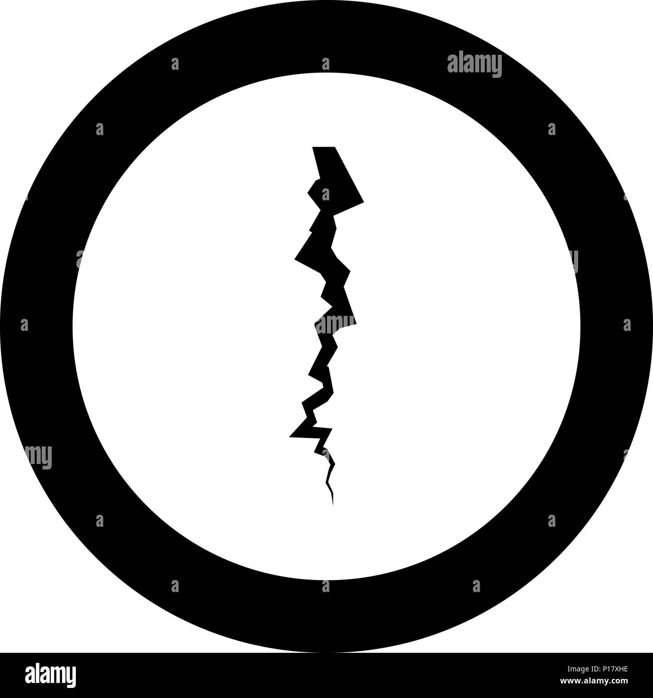 Crack icon black color in circle round vector I Stock Vector Image ...