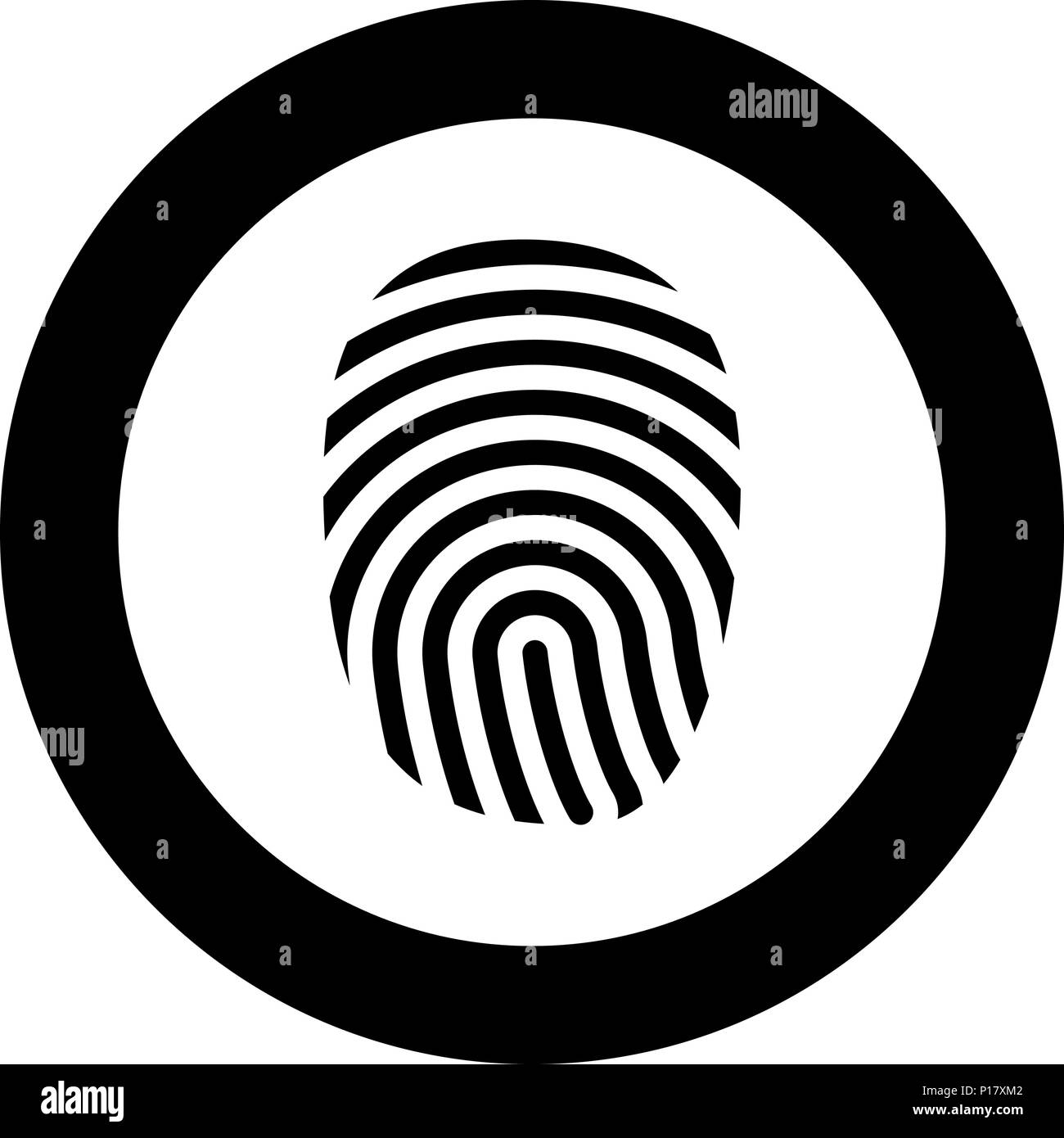 Fingerprint icon black color in circle round vector I Stock Vector ...