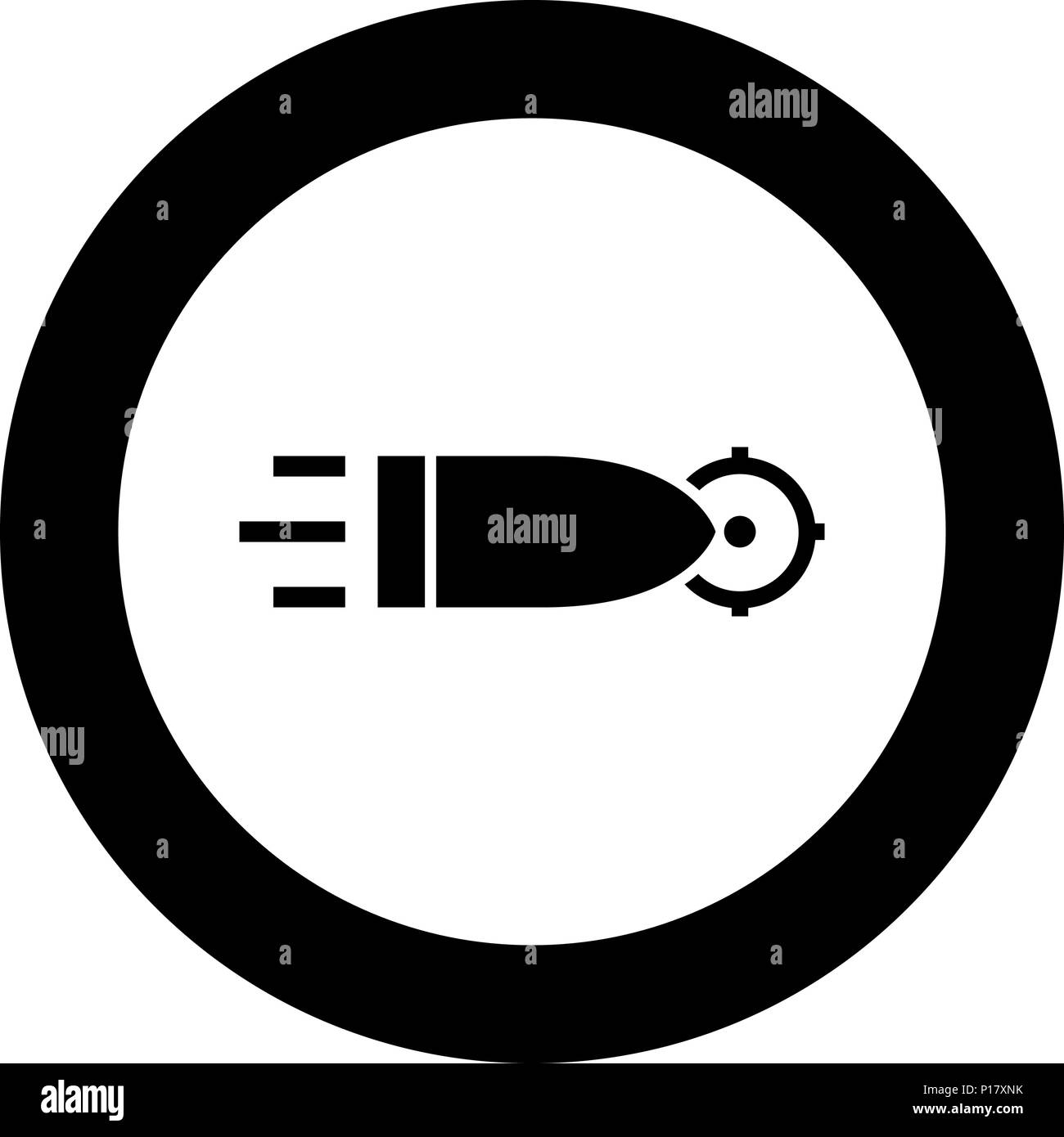Bullet flying to target icon black color in circle round vector I Stock ...
