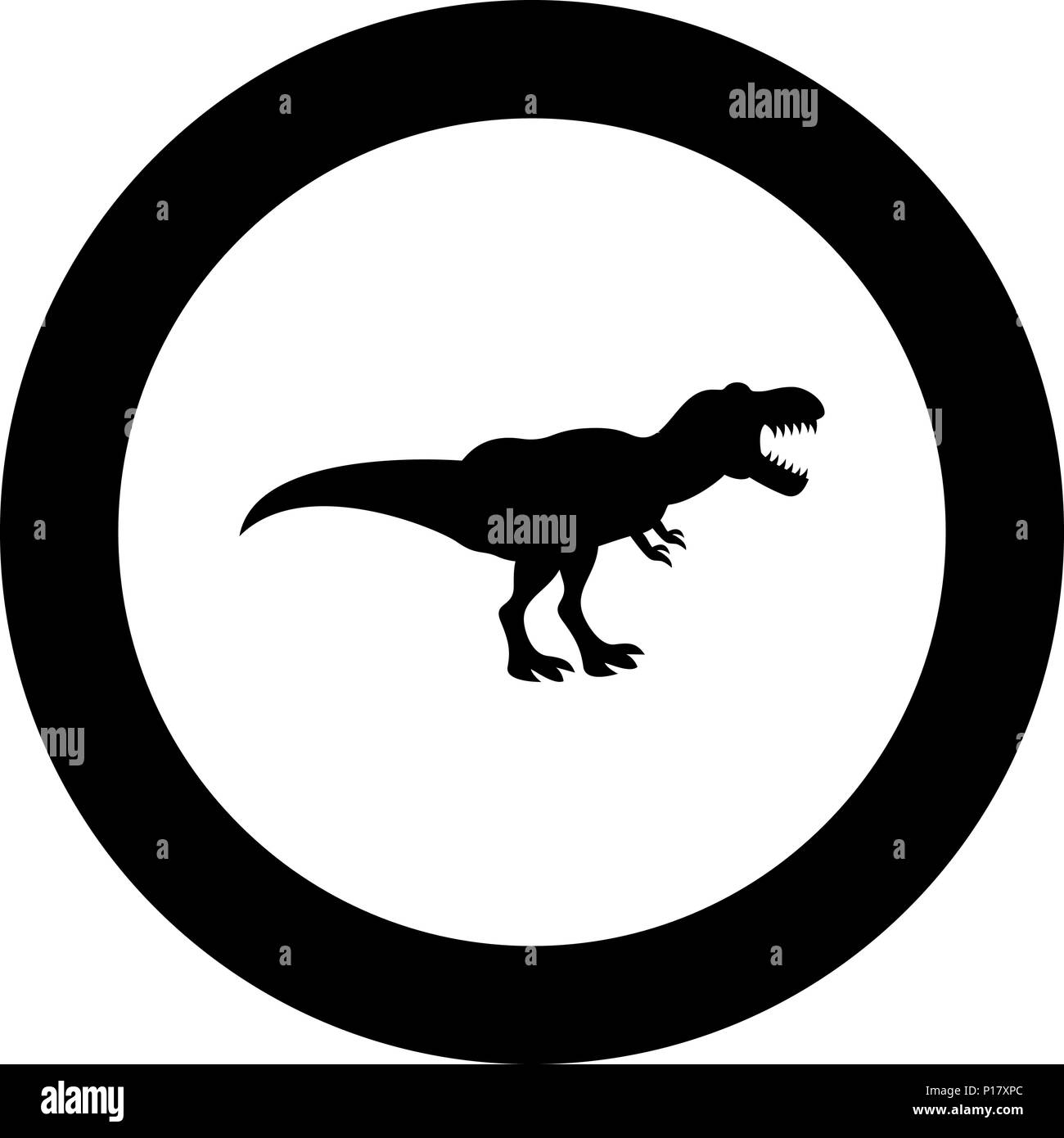 Dinosaur tyrannosaurus t rex icon black color in circle round vector I ...