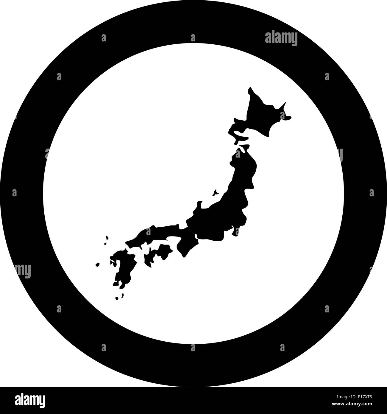 Map of Japon icon black color in circle round vector I Stock Vector ...