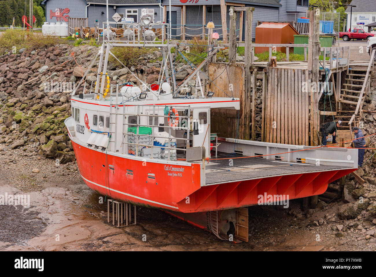 Alma, New Brunswick lobster boats at low tide Stock Photo - Alamy
