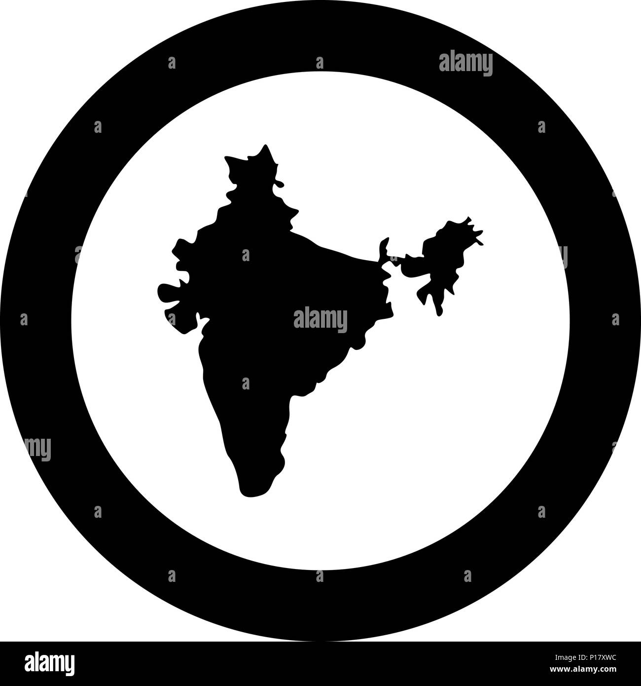 Map of India icon black color in circle round vector I Stock Vector ...