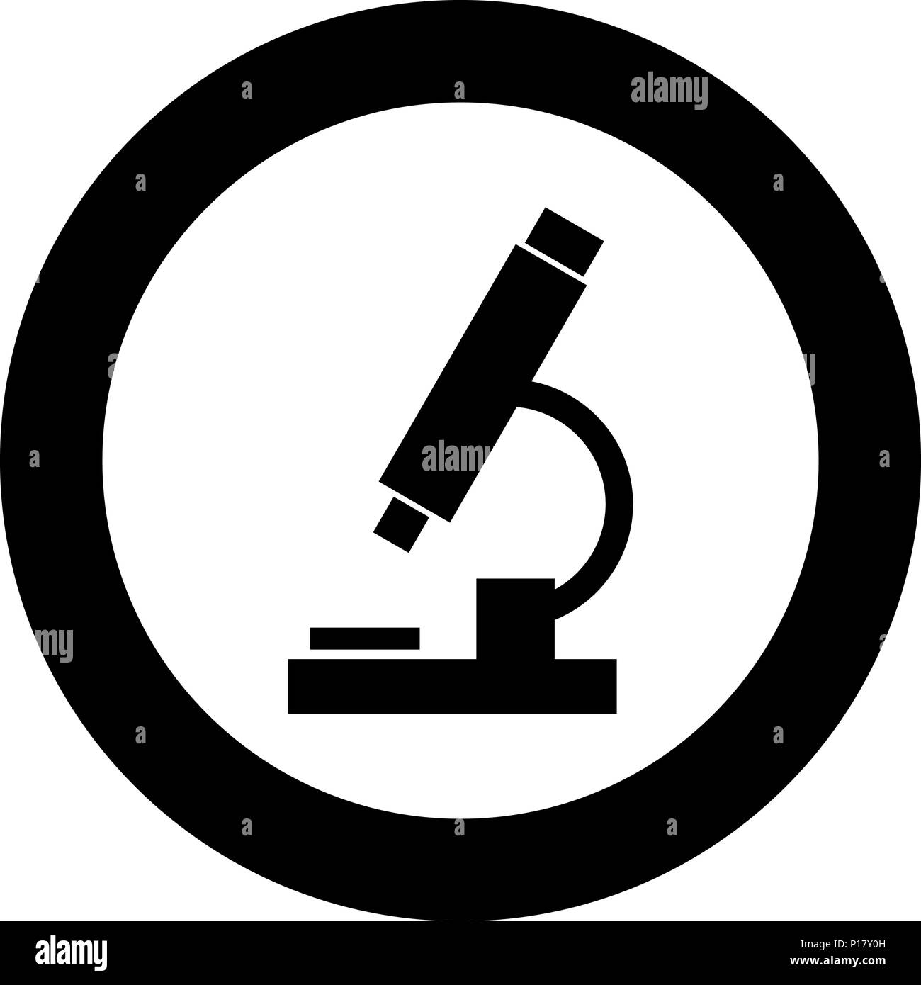 Microscope icon black color in circle round vector I Stock Vector Image ...