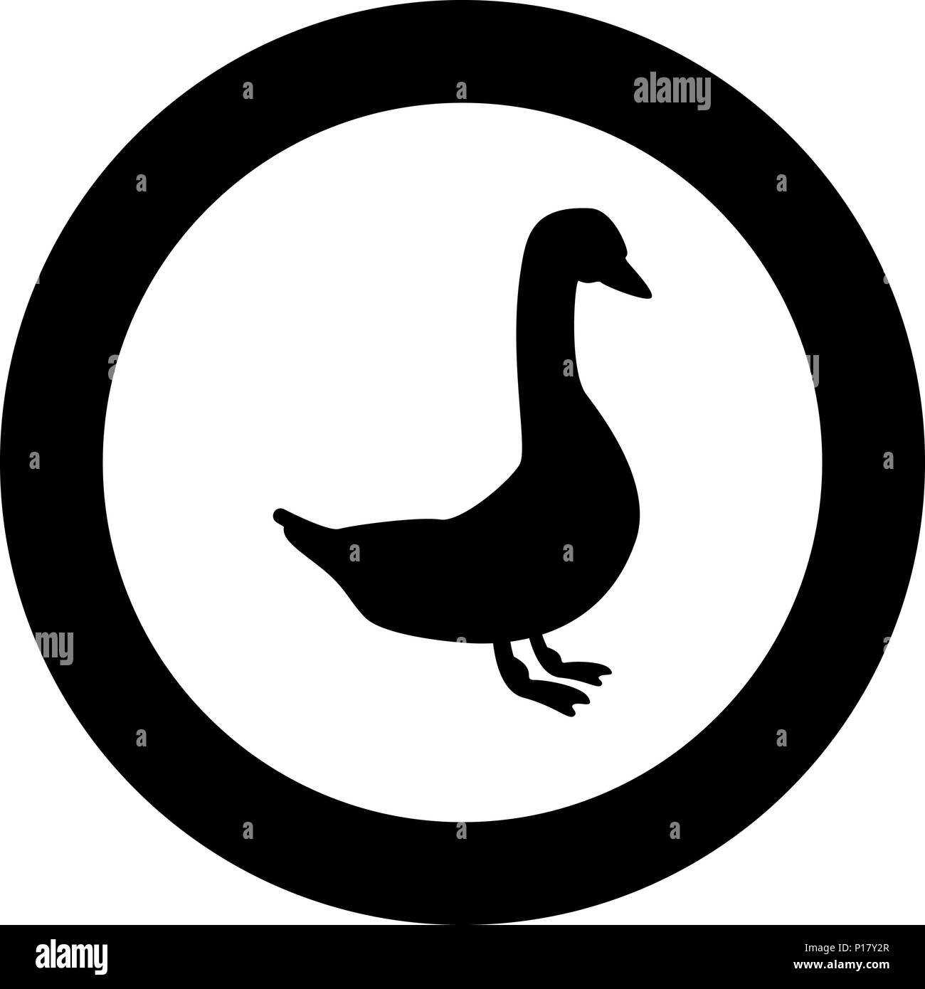 Goose icon black color in circle round vector I Stock Vector Image ...