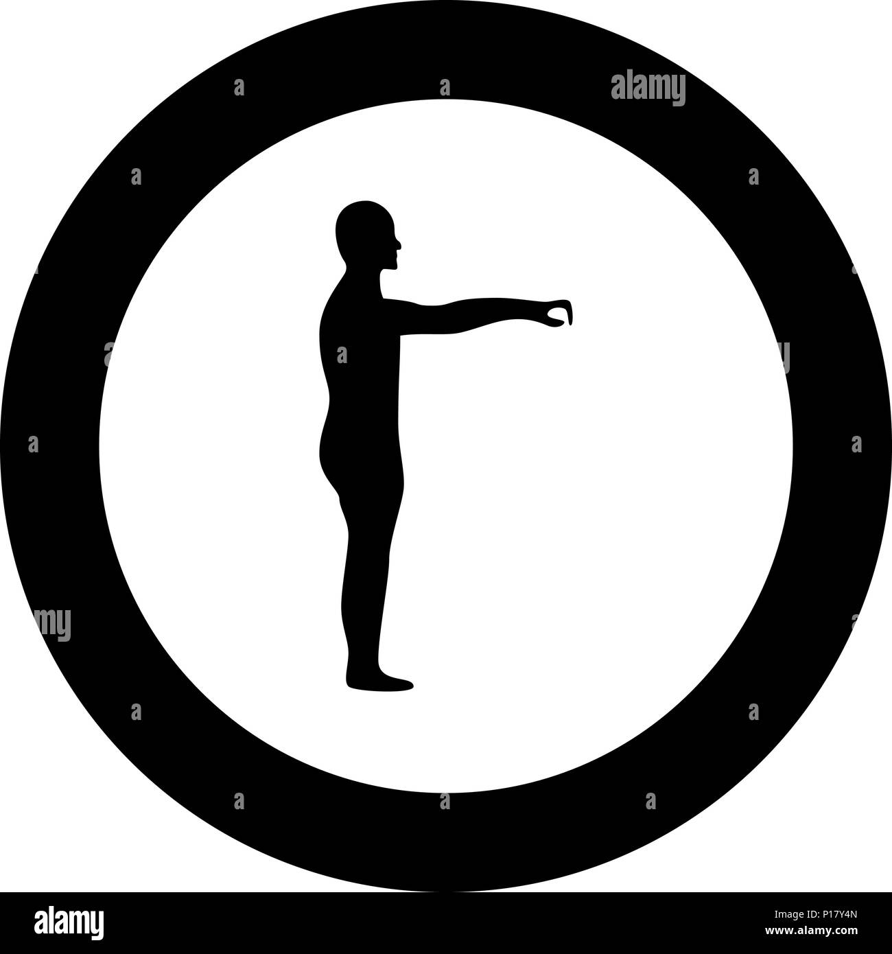 Zombie icon black color in circle round vector I Stock Vector Image ...