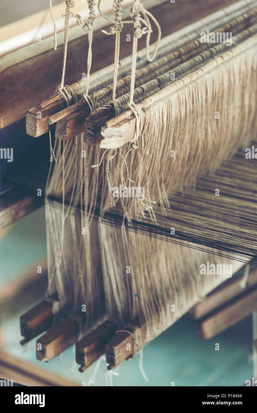 old weaving loom - closeup - photo, vintage filter image Stock Photo ...