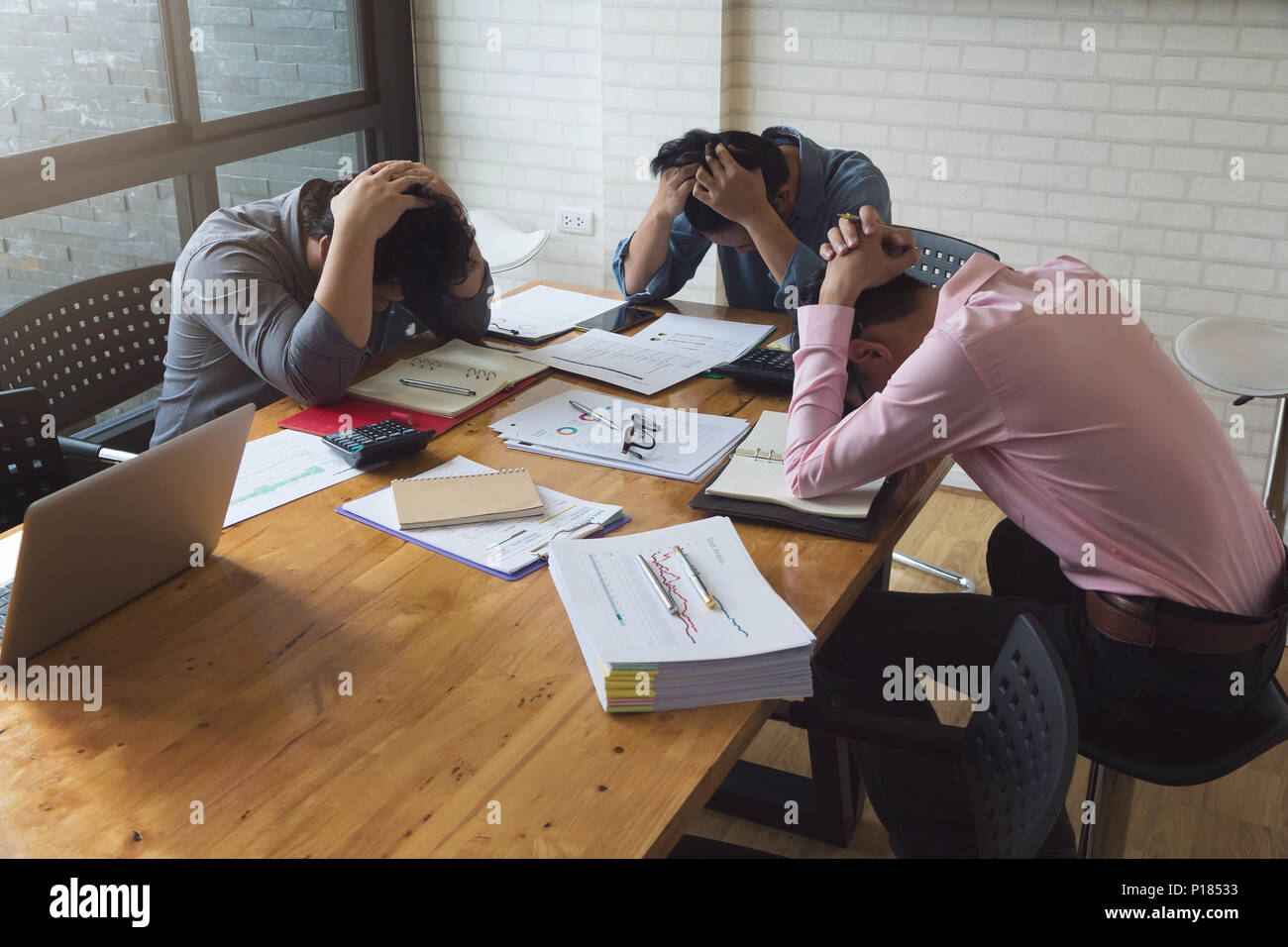 Business and finance concept of office working,Businessmen tried from ...