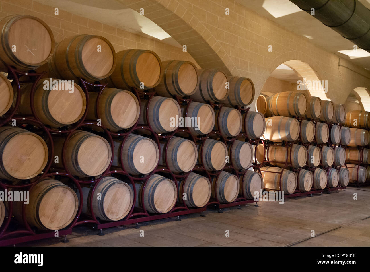 Modern bio wine production factory in Italy, inox steel tanks used for ...