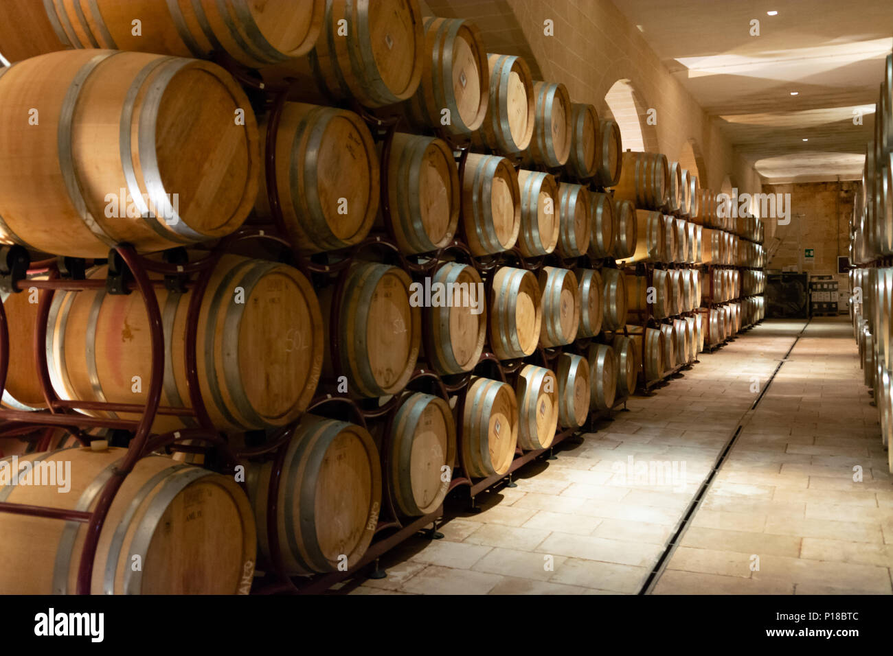 Modern bio wine production factory in Italy, inox steel tanks used for ...