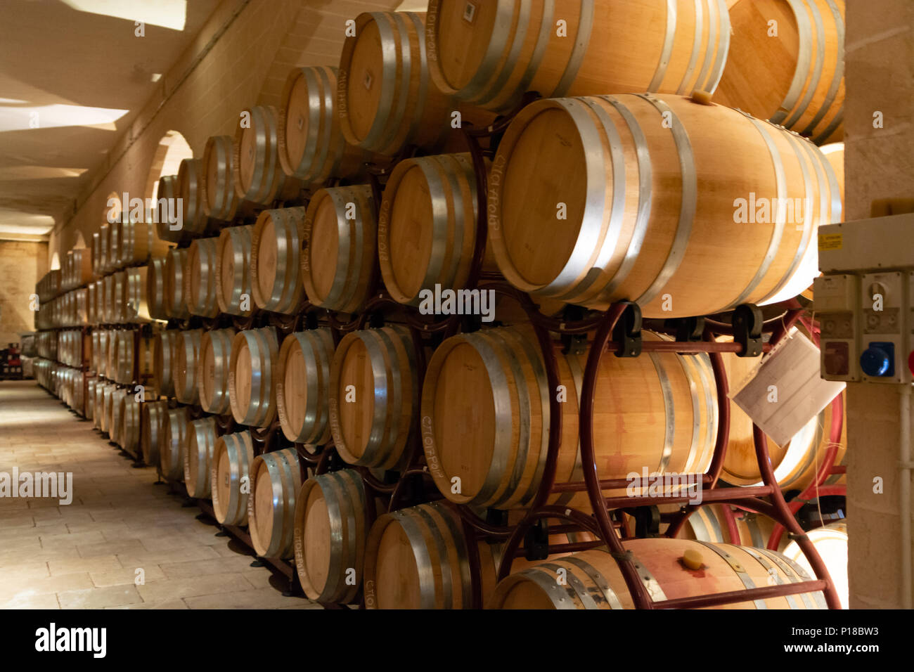 Modern bio wine production factory in Italy, inox steel tanks used for ...