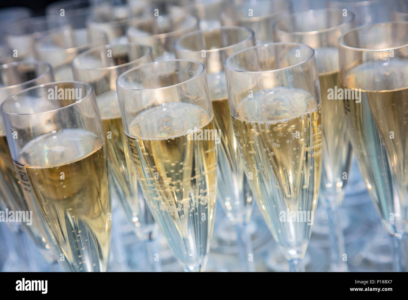 Glasses of Champagne at an event Stock Photo - Alamy