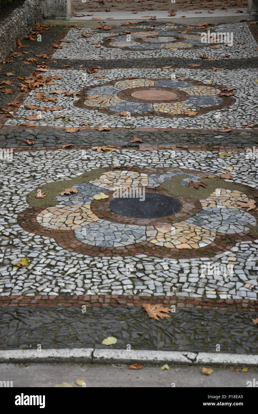 Flower mosaic pathway. Villa D'Este, Tivoli, Italy Stock Photo - Alamy