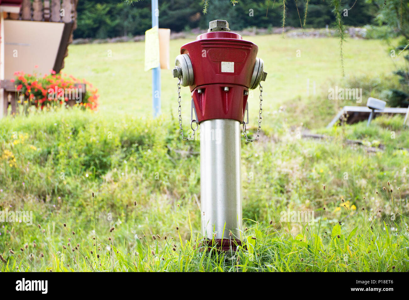 Fire hydrants with water hoses and fire extinguish equipment ...
