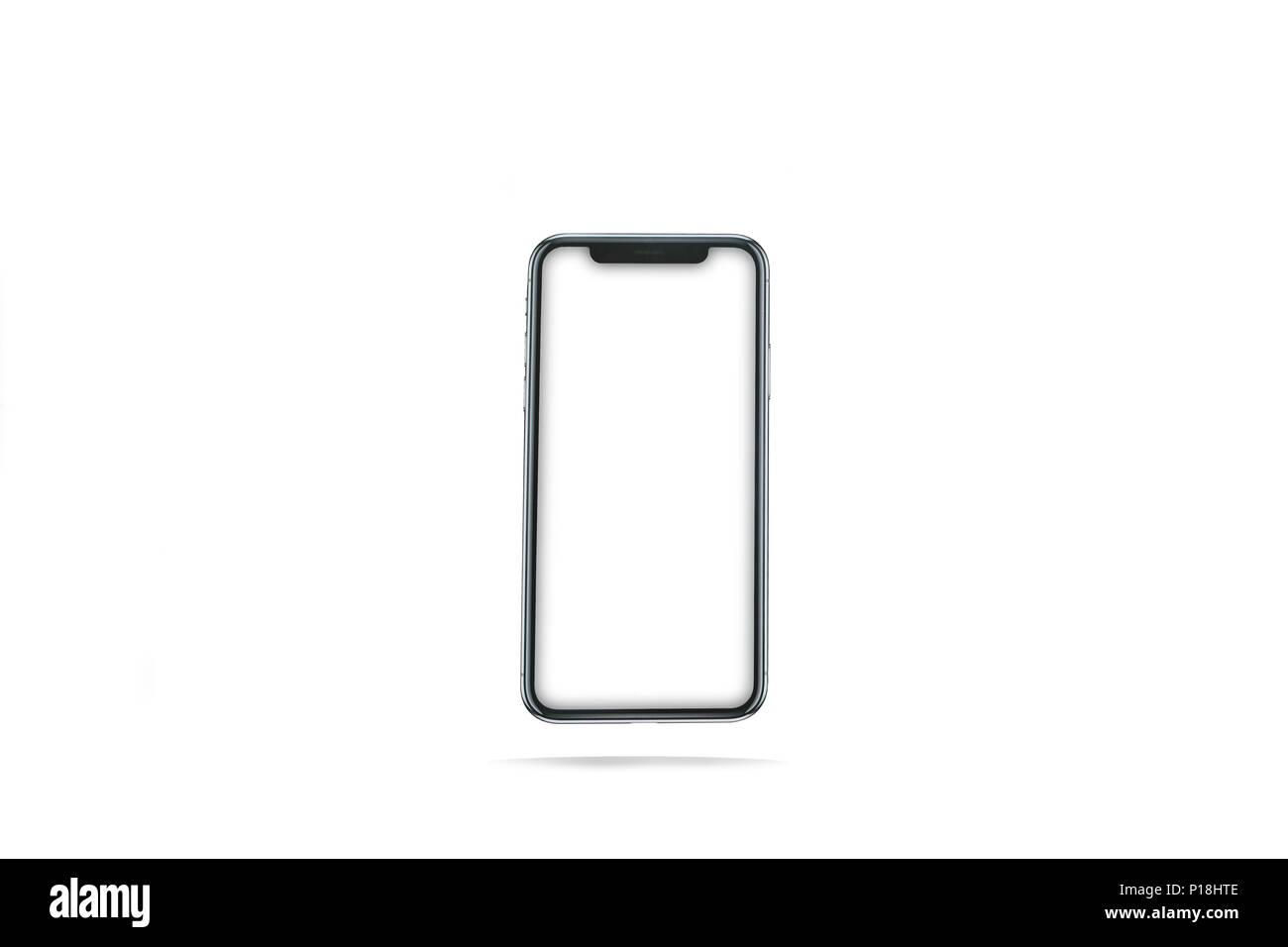 Frameless phone with blank screen isolated on white background Stock ...