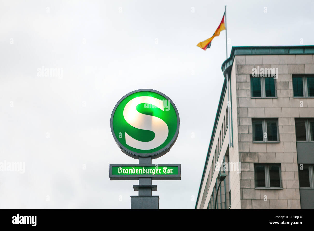 Sign of the entrance to the subway with the inscription in German ...