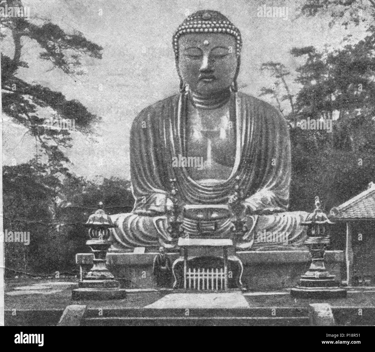 Japan. Buddha statue.Vintage engraved illustration. Published in ...