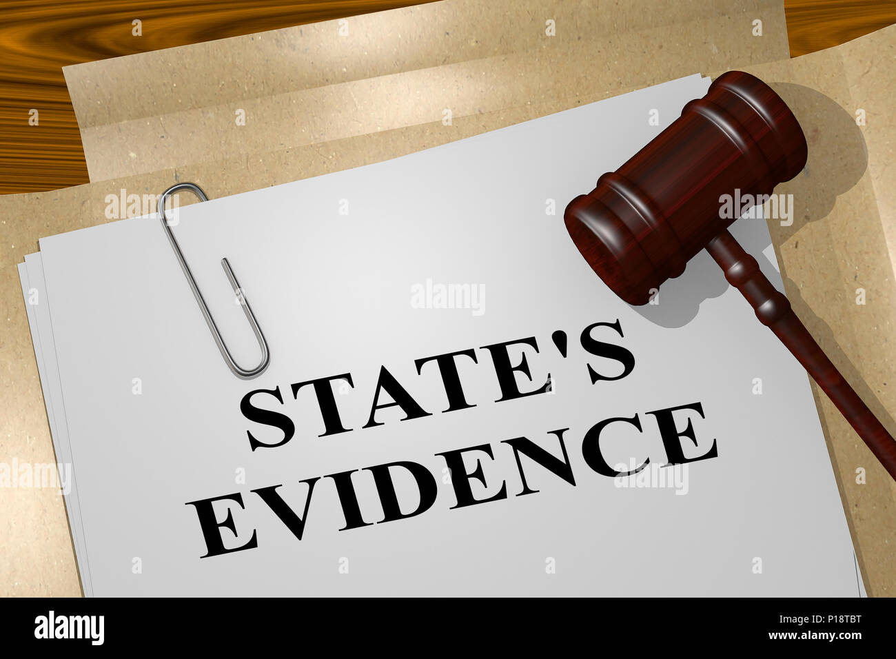 3D illustration of STATE'S EVIDENCE title on legal document Stock Photo ...