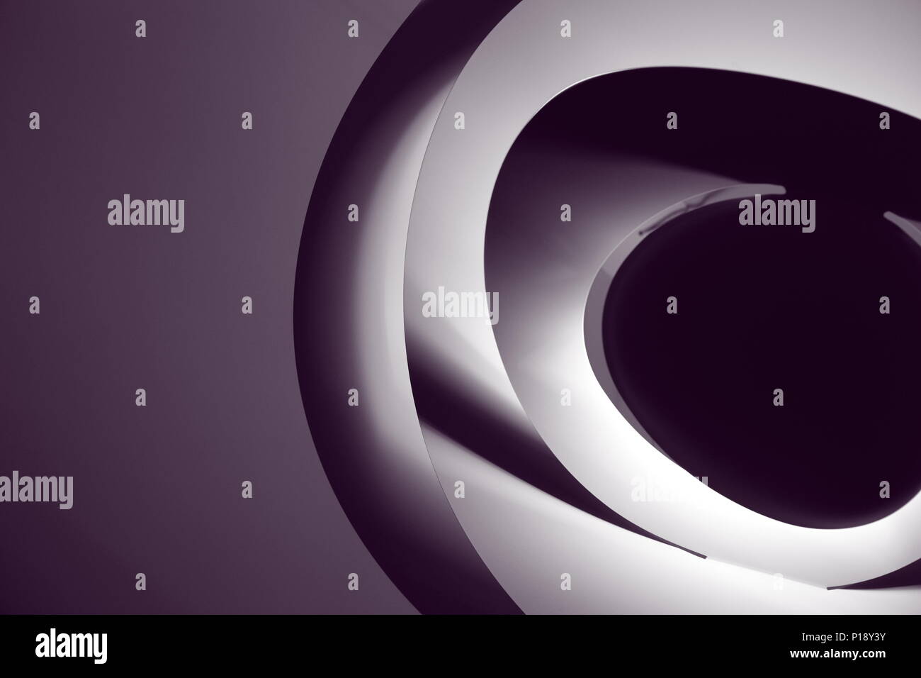 Abstract architectural ceiling, curves and round lines illuminated by ...