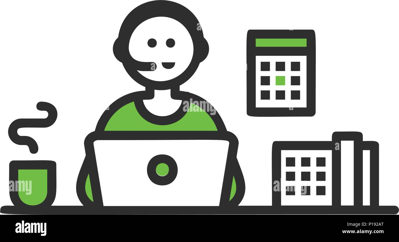 Support center liner icon, customer support service banner. Simple line ...