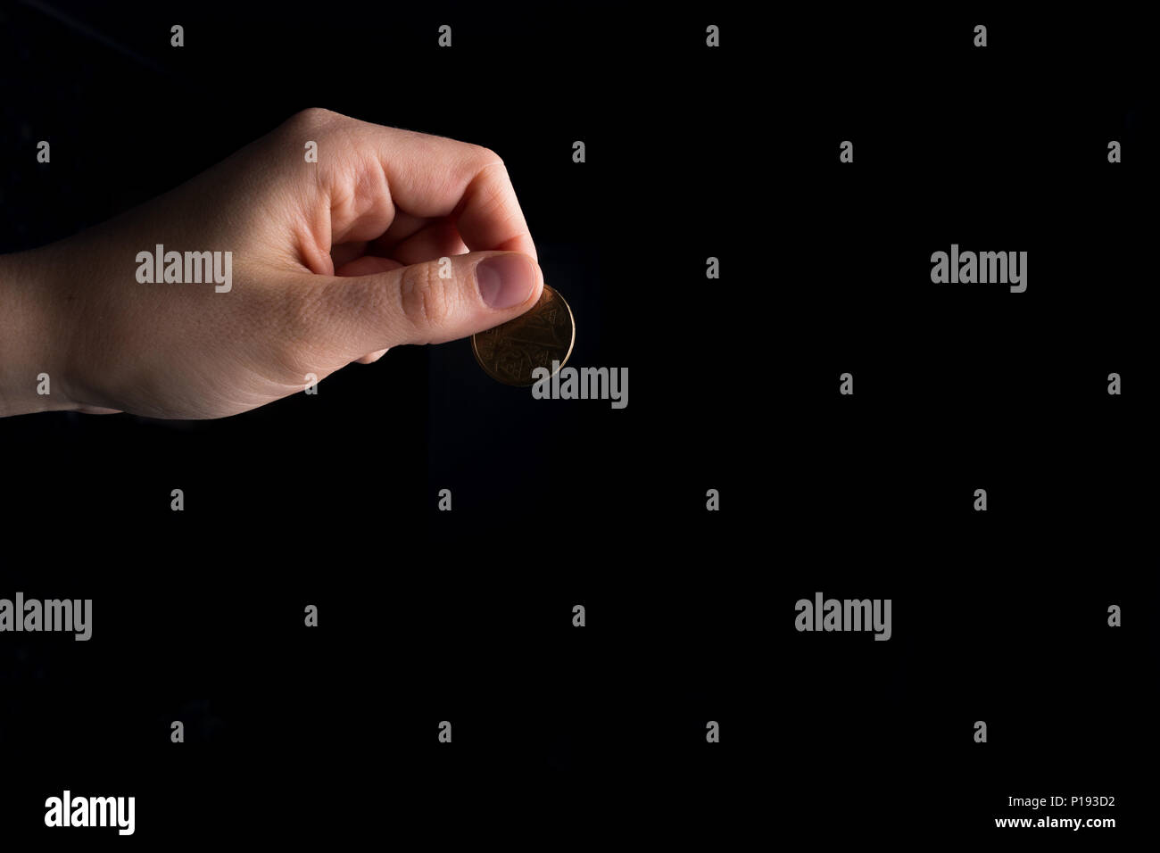 beg for money concept. beggar on black background Stock Photo - Alamy