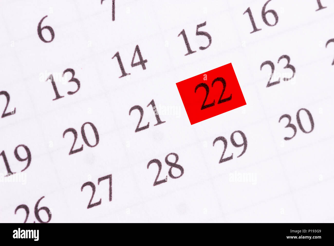 Mark on the calendar at 22. planning concept Stock Photo - Alamy