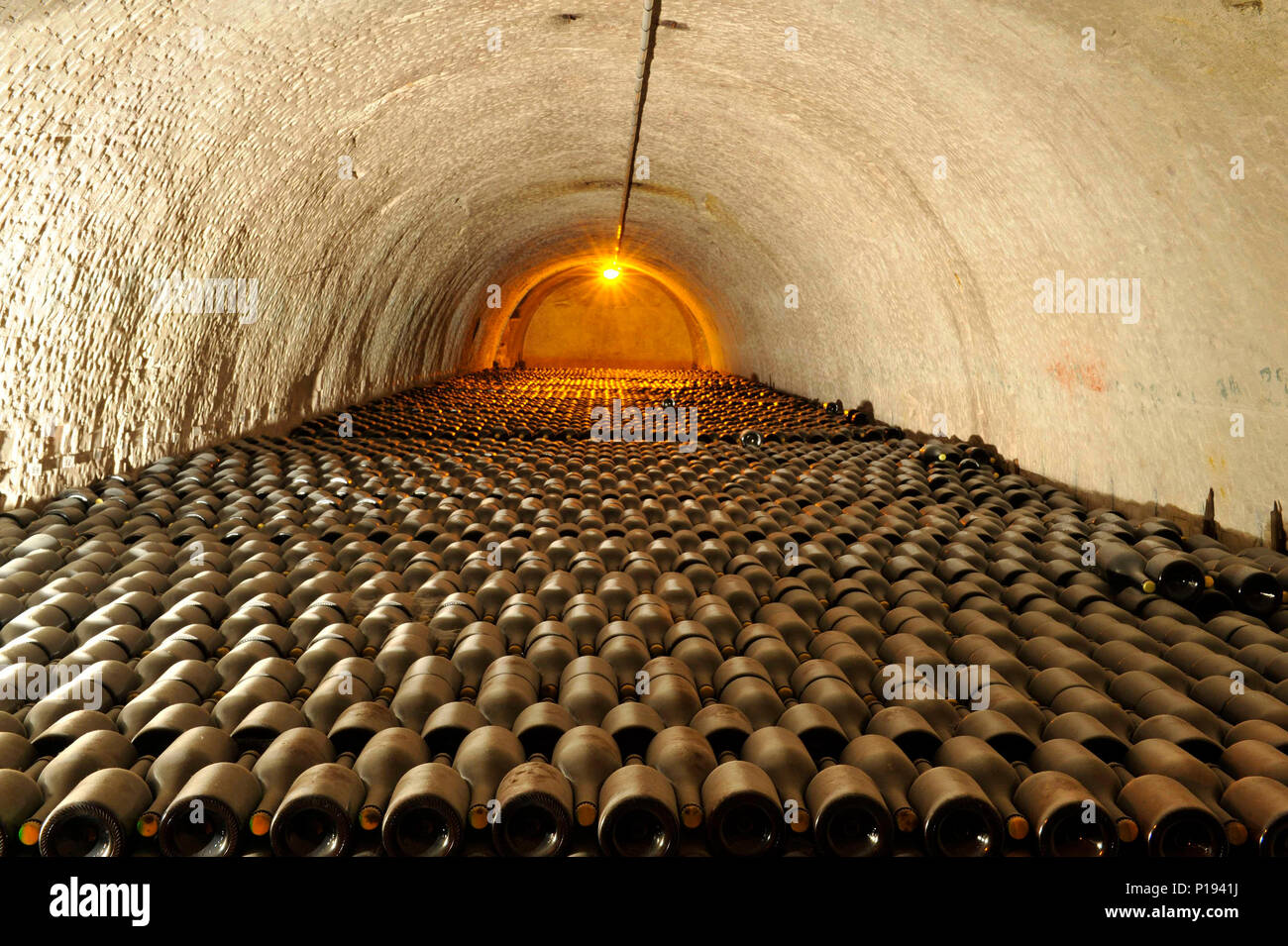 Cellar of the Taittinger Champagne house in Reims (northern France ...