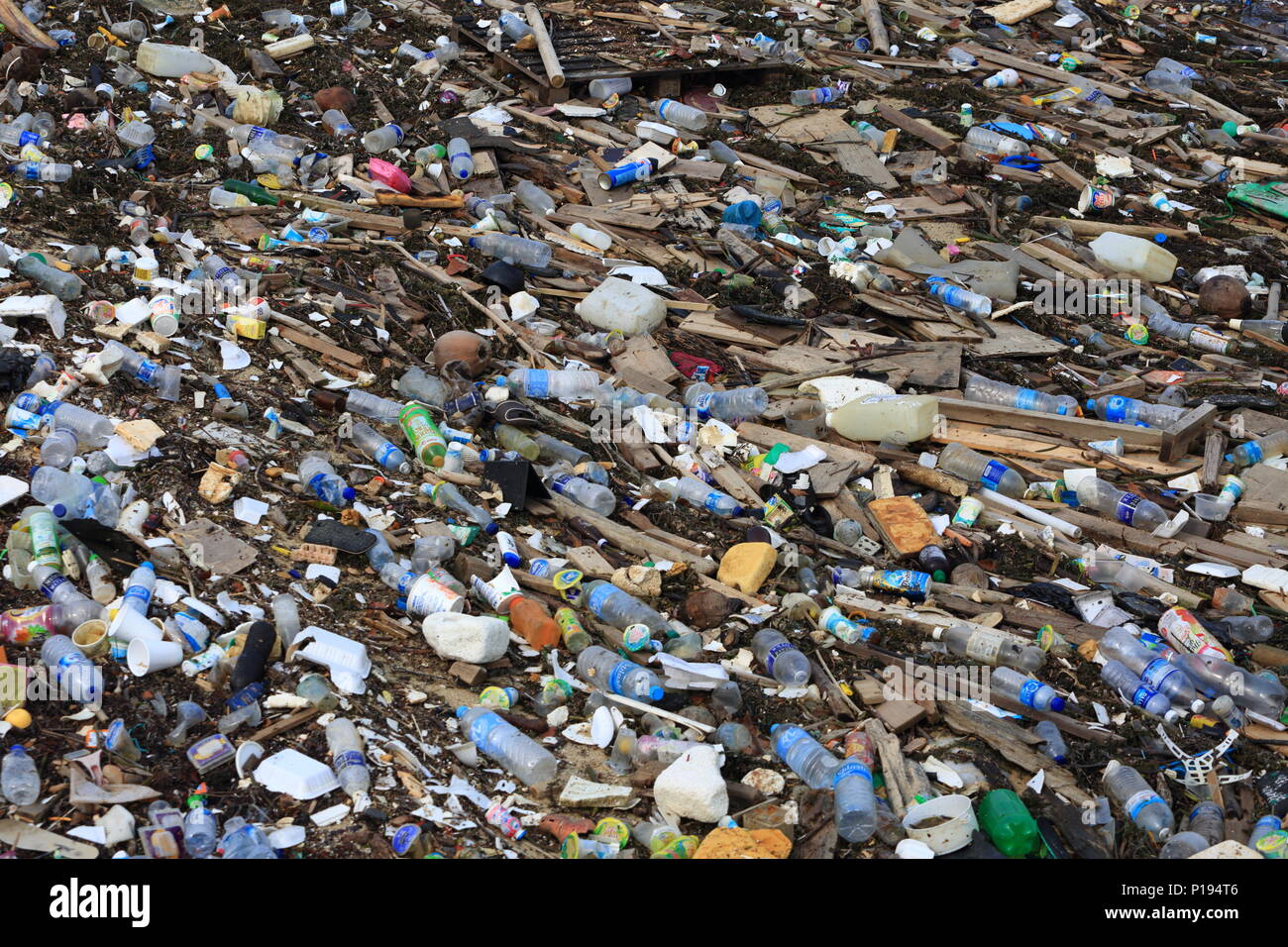 Concentrated plastic and other material causes pollution on water ...