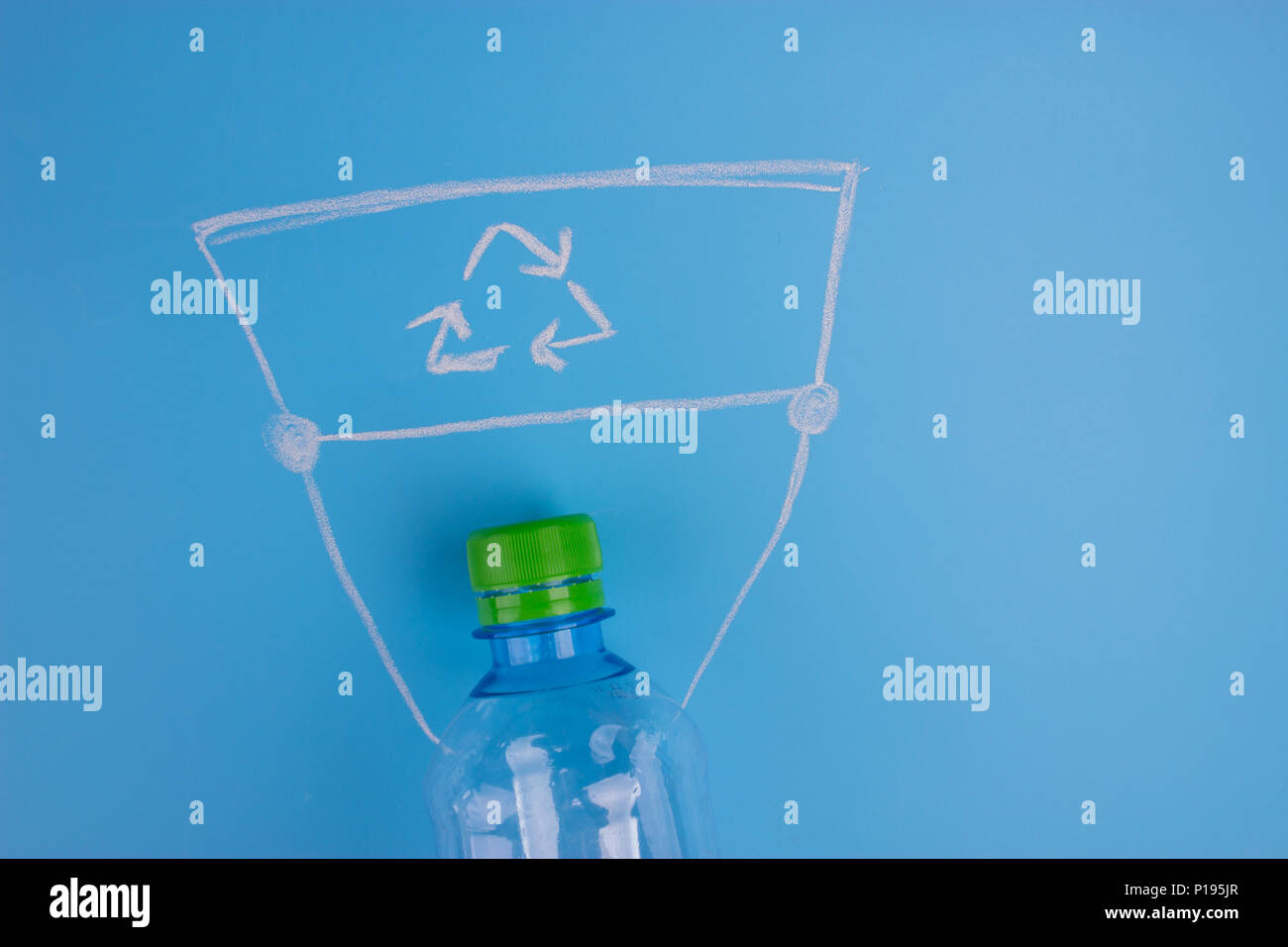 character plastic bottle with poster. recycle concept Stock Photo - Alamy