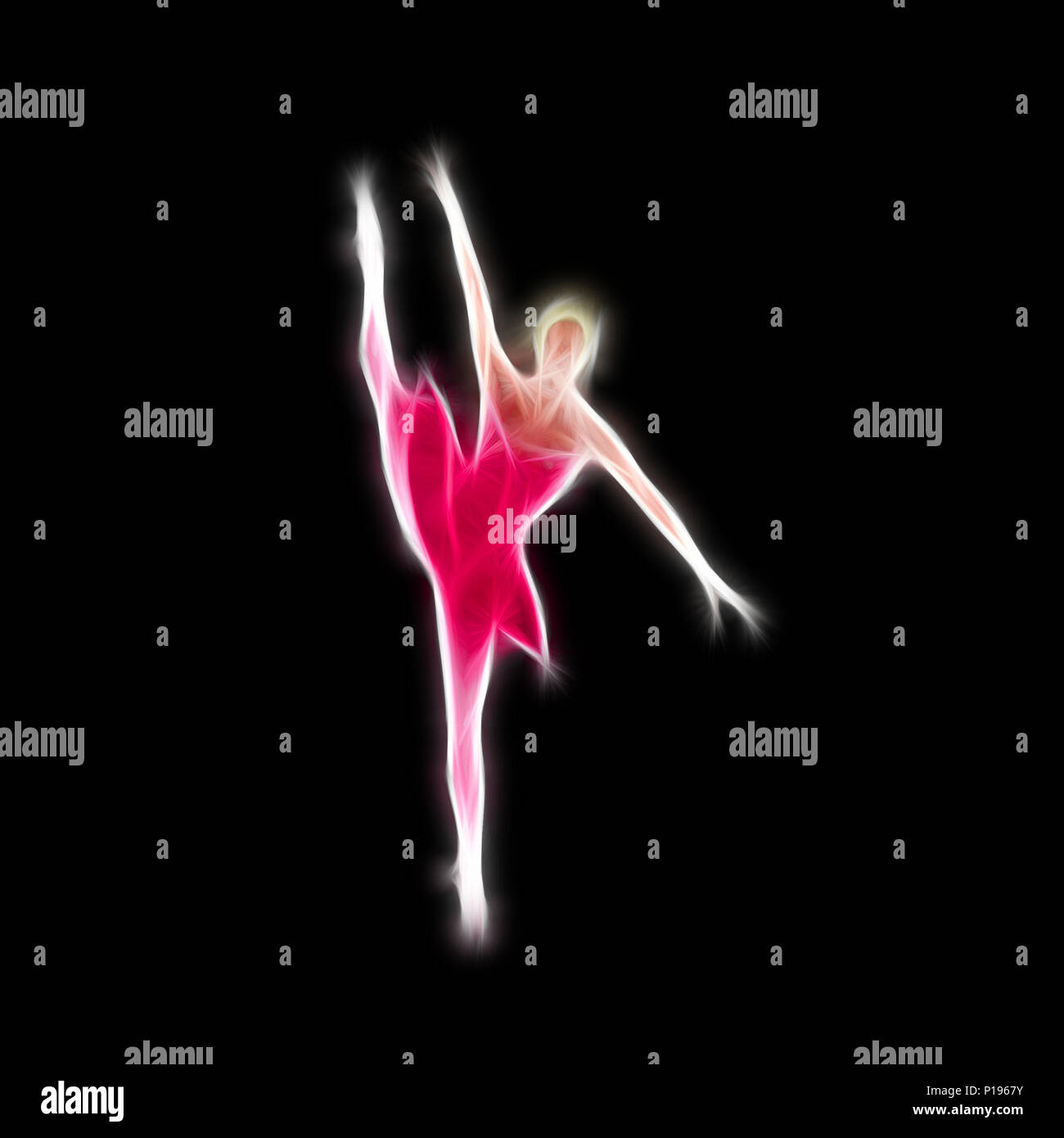 Fiery colorful ballerina silhouette, isolated on black Stock Photo - Alamy