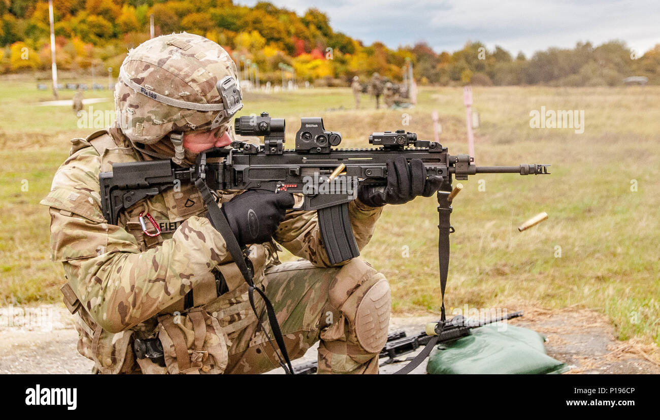An Outlaw Troop, 4th Squadron, 2nd Cavalry Regiment, Soldier shoots a ...
