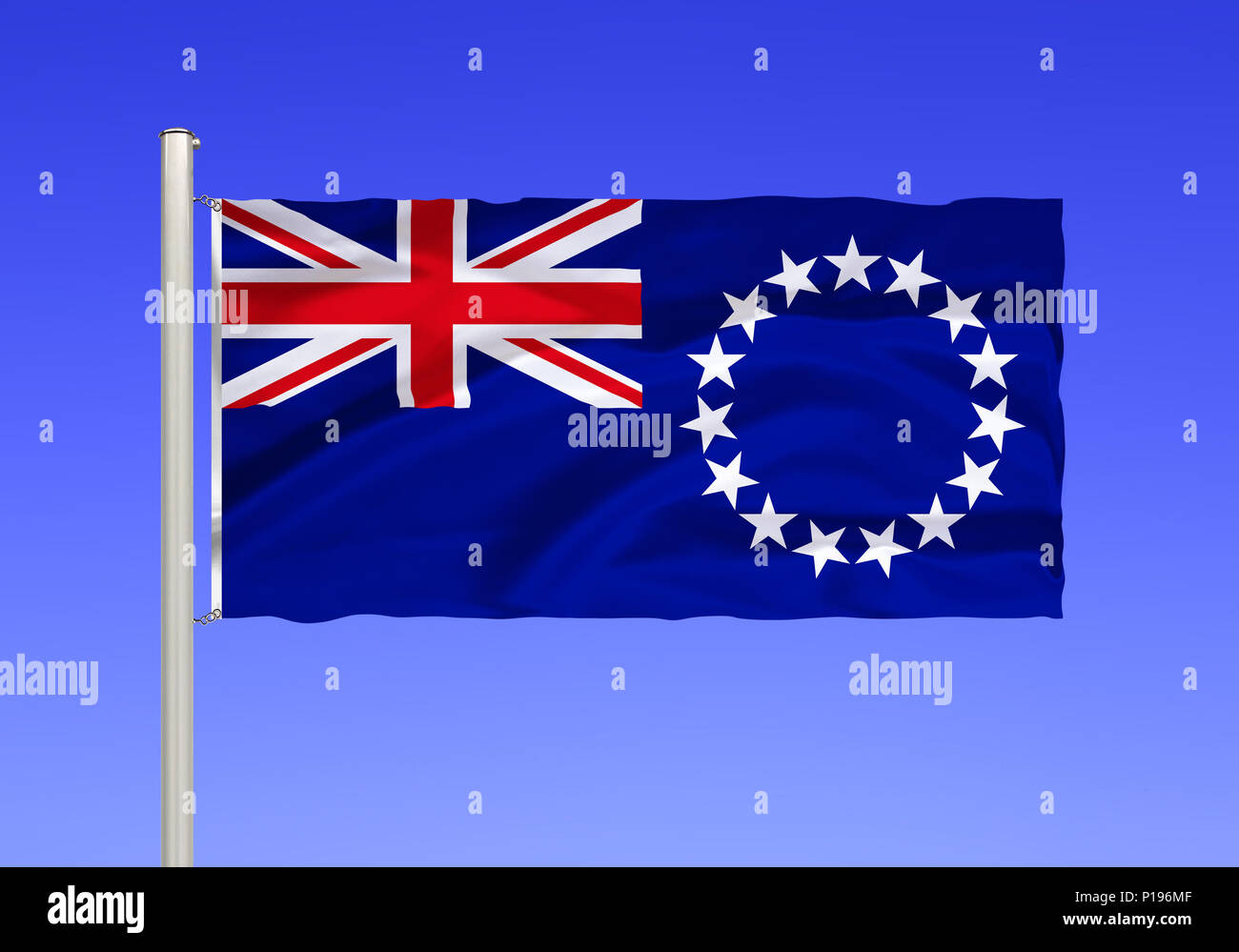 Flag of the Cook Islands, Pacific , Flagge von den Cookinseln, Pazifik ...