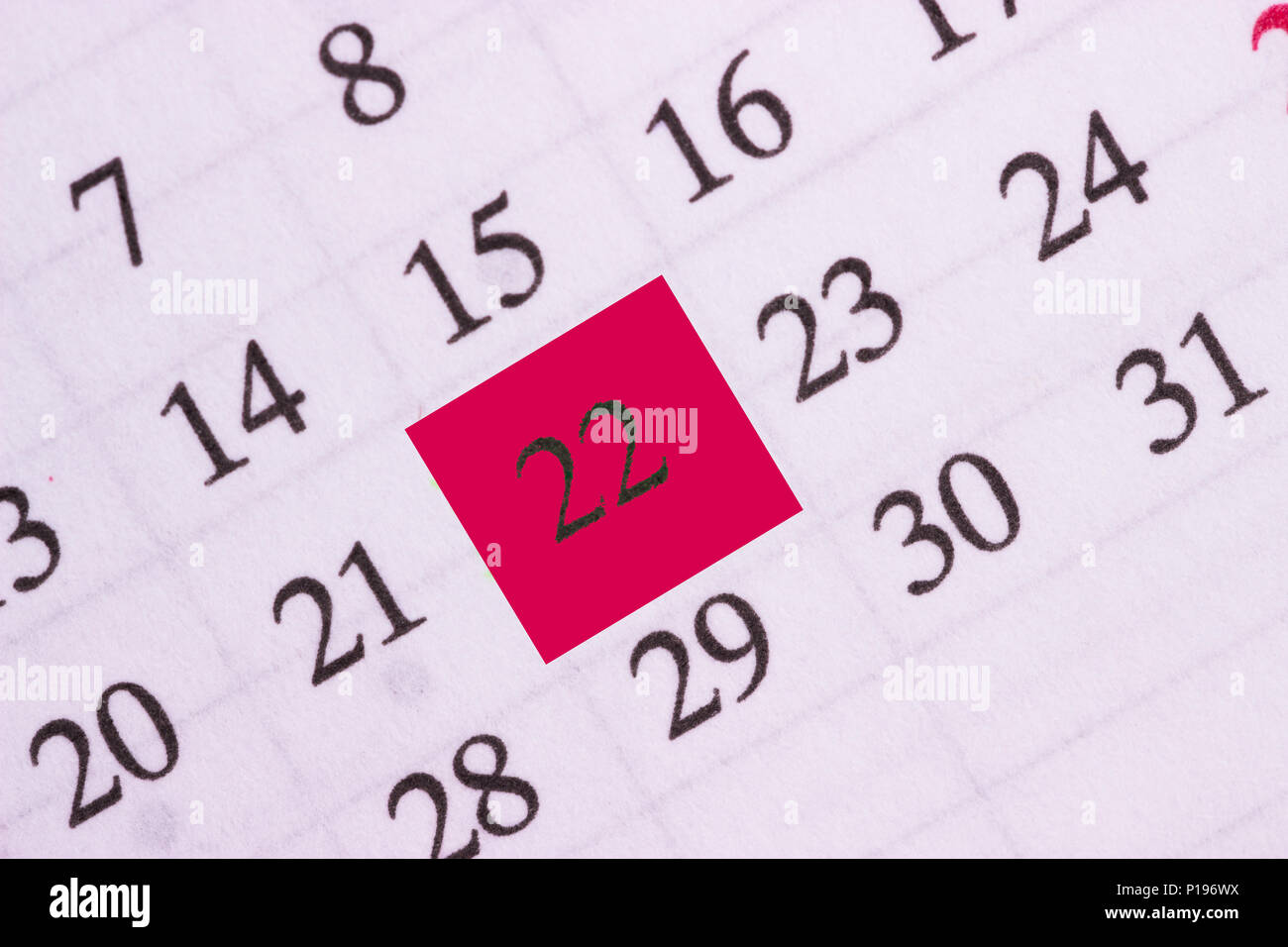 Mark on the calendar at 22. planning concept Stock Photo - Alamy