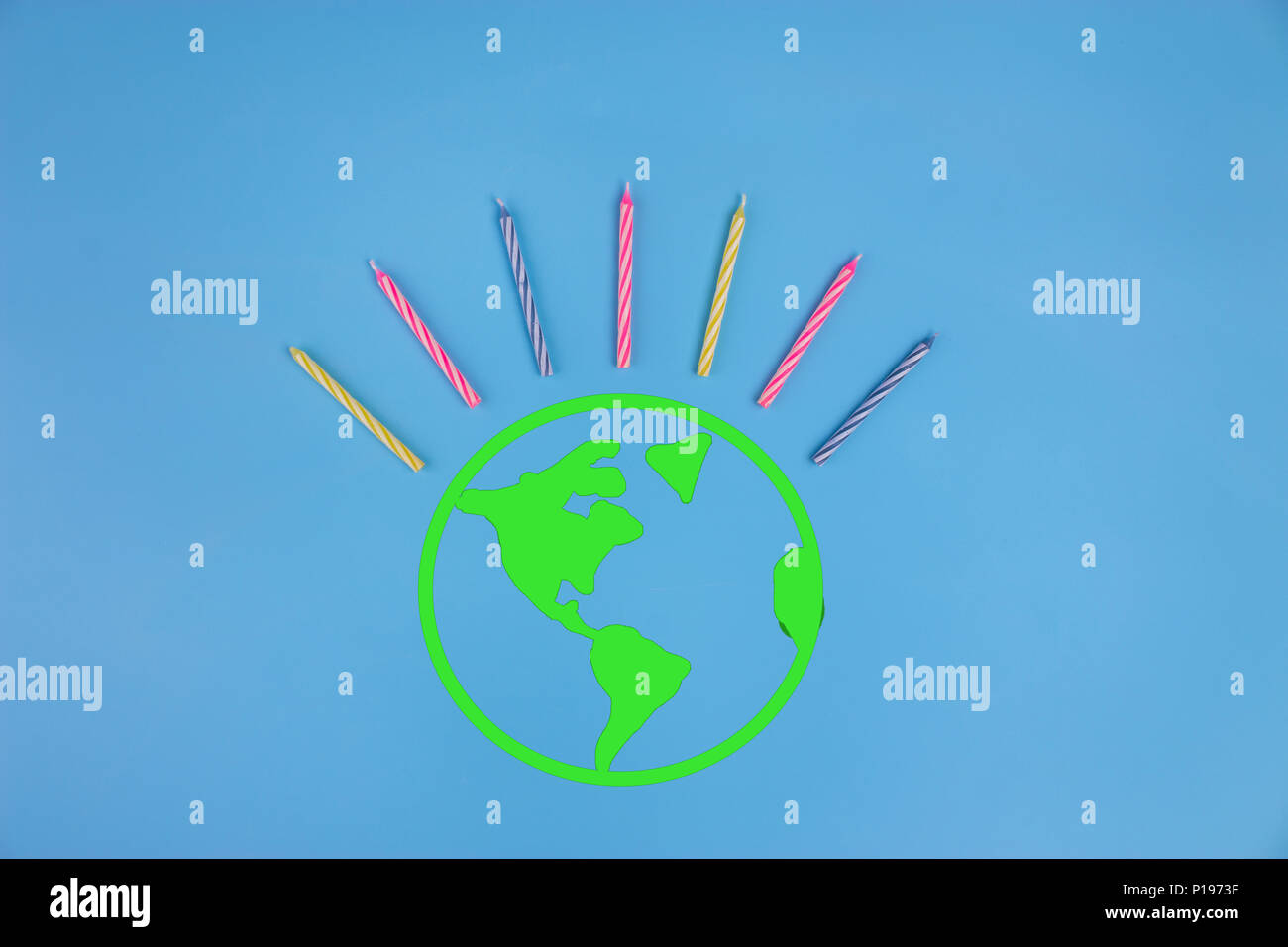 world map and candle on it. earth day concept Stock Photo - Alamy