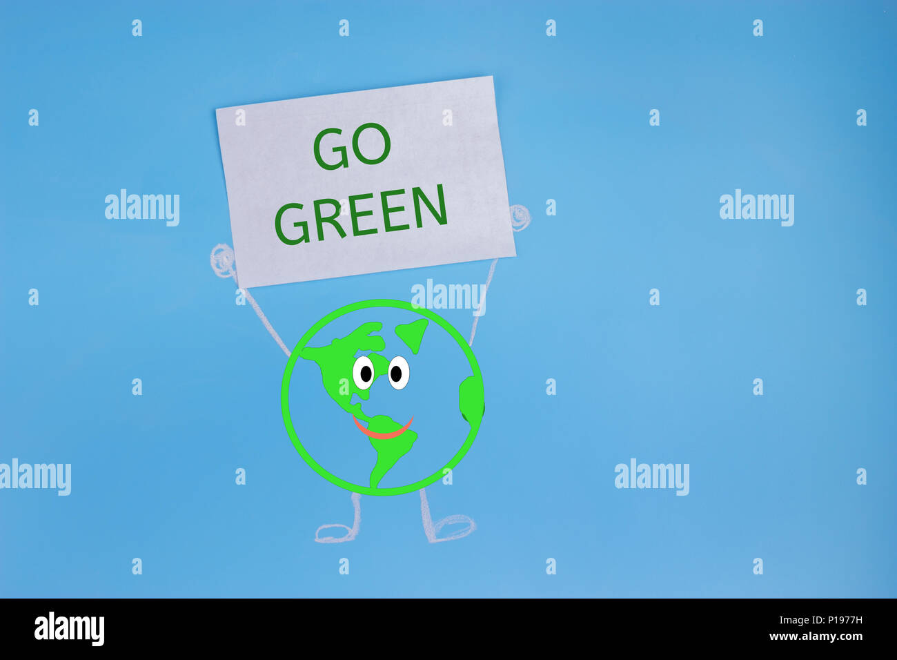 earth character holding banner. environmental concept image Stock Photo ...