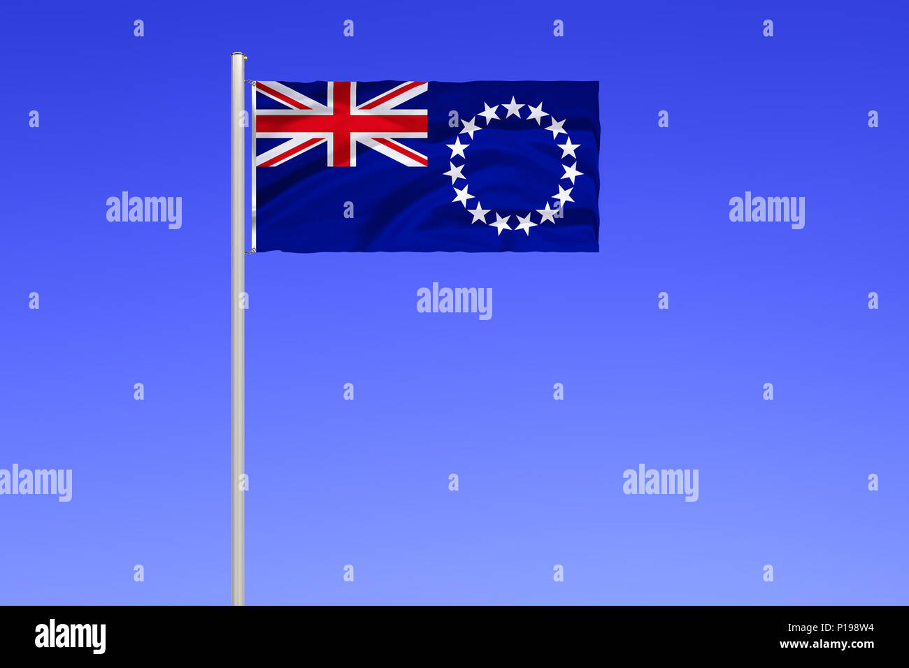 Flag of the Cook Islands, Pacific , Flagge von den Cookinseln, Pazifik ...