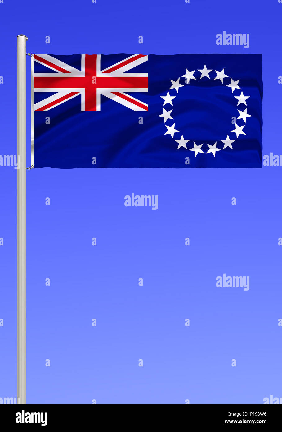 Flag of the Cook Islands, Pacific , Flagge von den Cookinseln, Pazifik ...