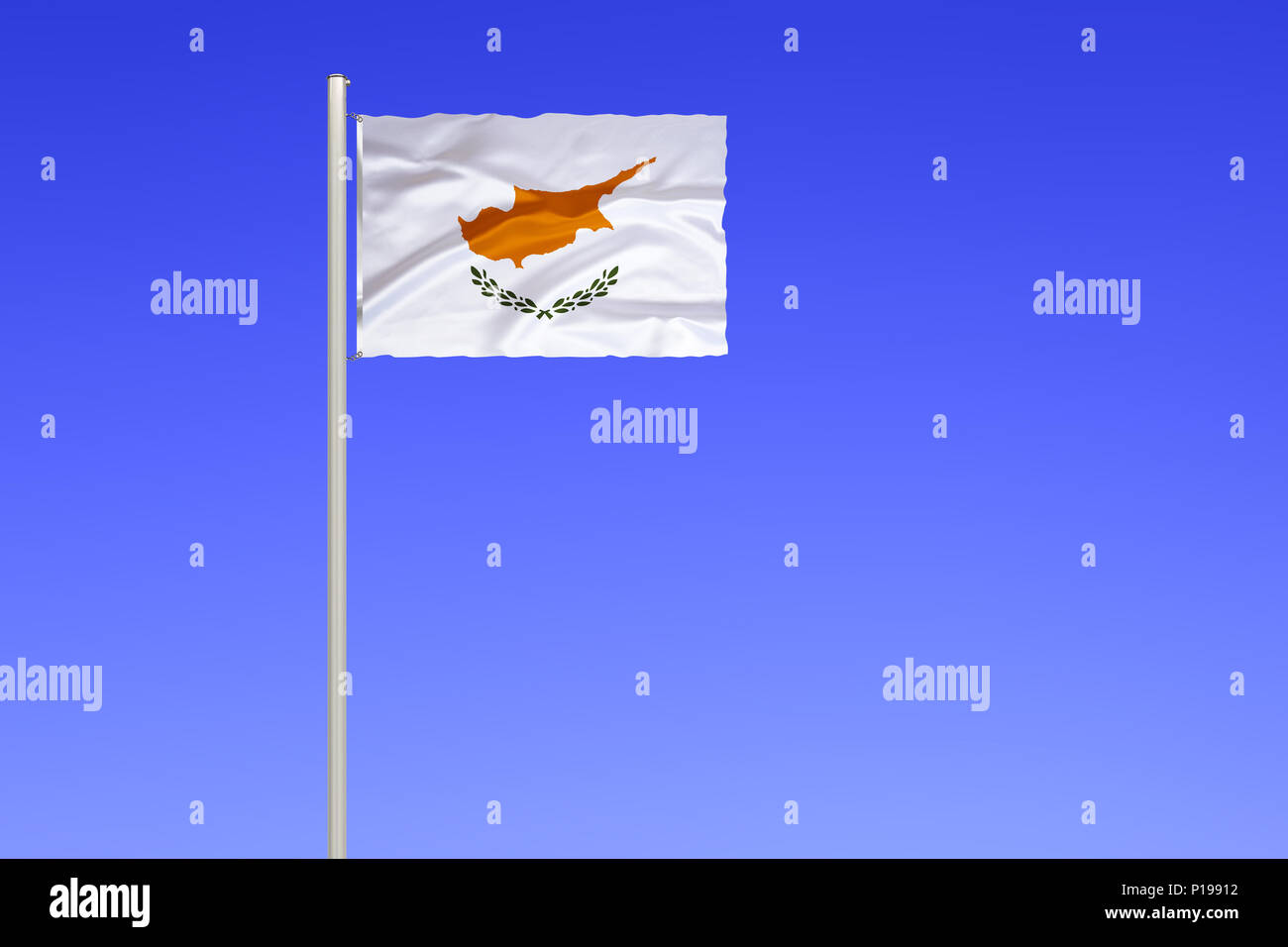 Flag of Cyprus, the Mediterranean Sea, split in two,, Flagge von Zypern ...