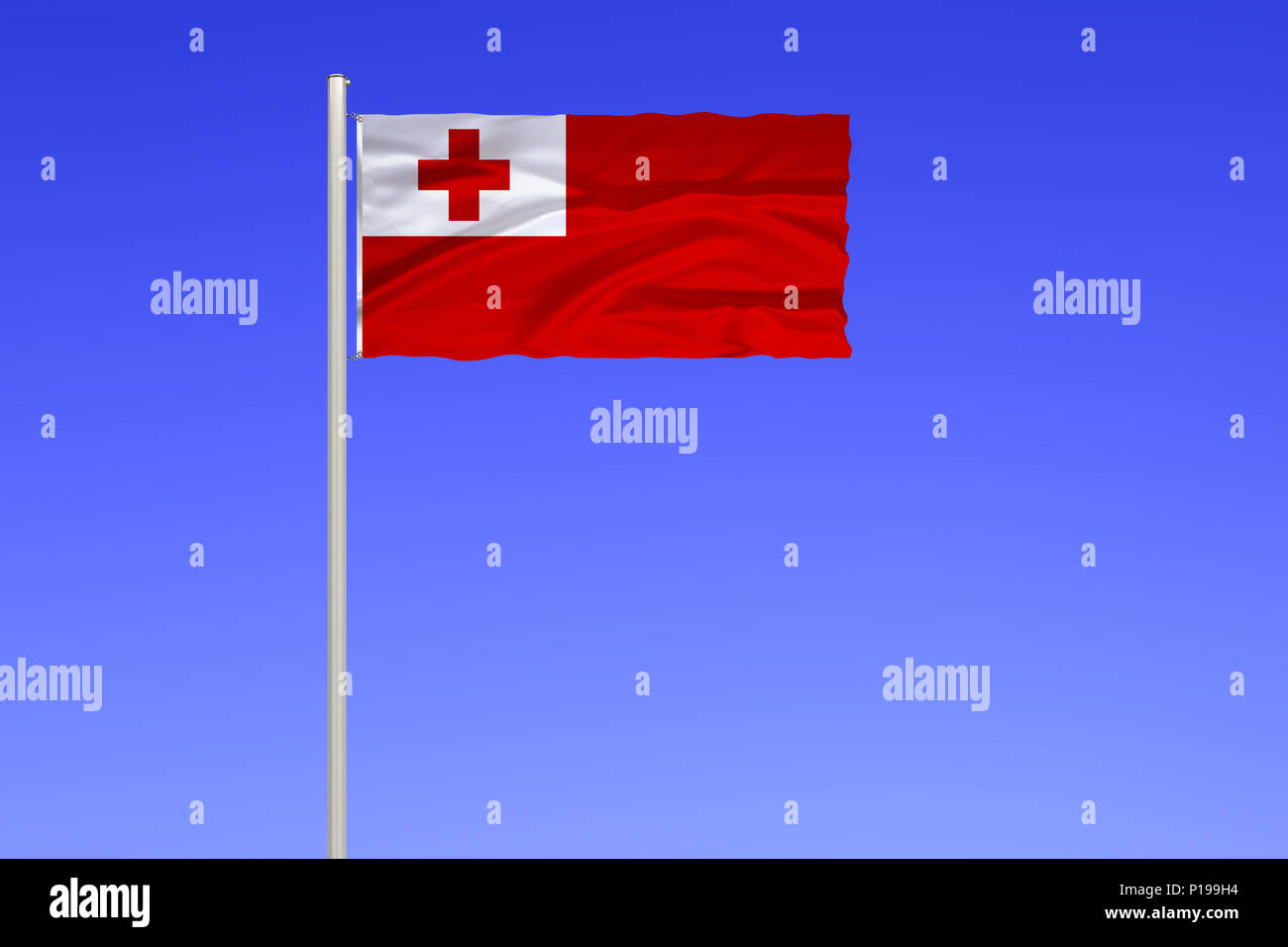 Flag of Tonga, Polynesia, South Pacific, , Flagge von Tonga, Polynesien ...