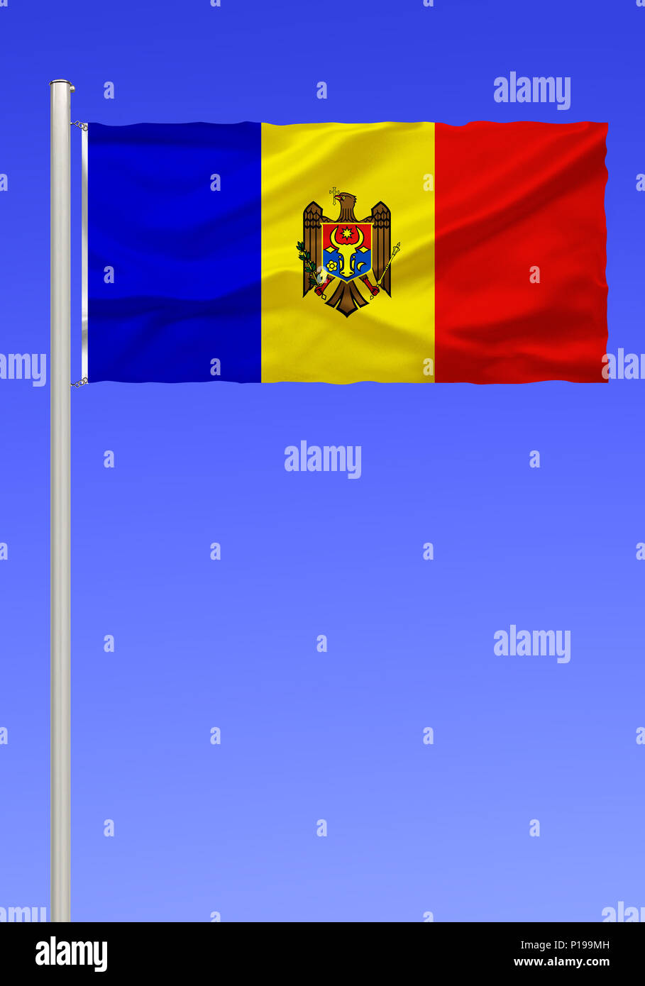 Flag of Moldova, Moldova, Flagge von Moldau, Moldawien Stock Photo - Alamy